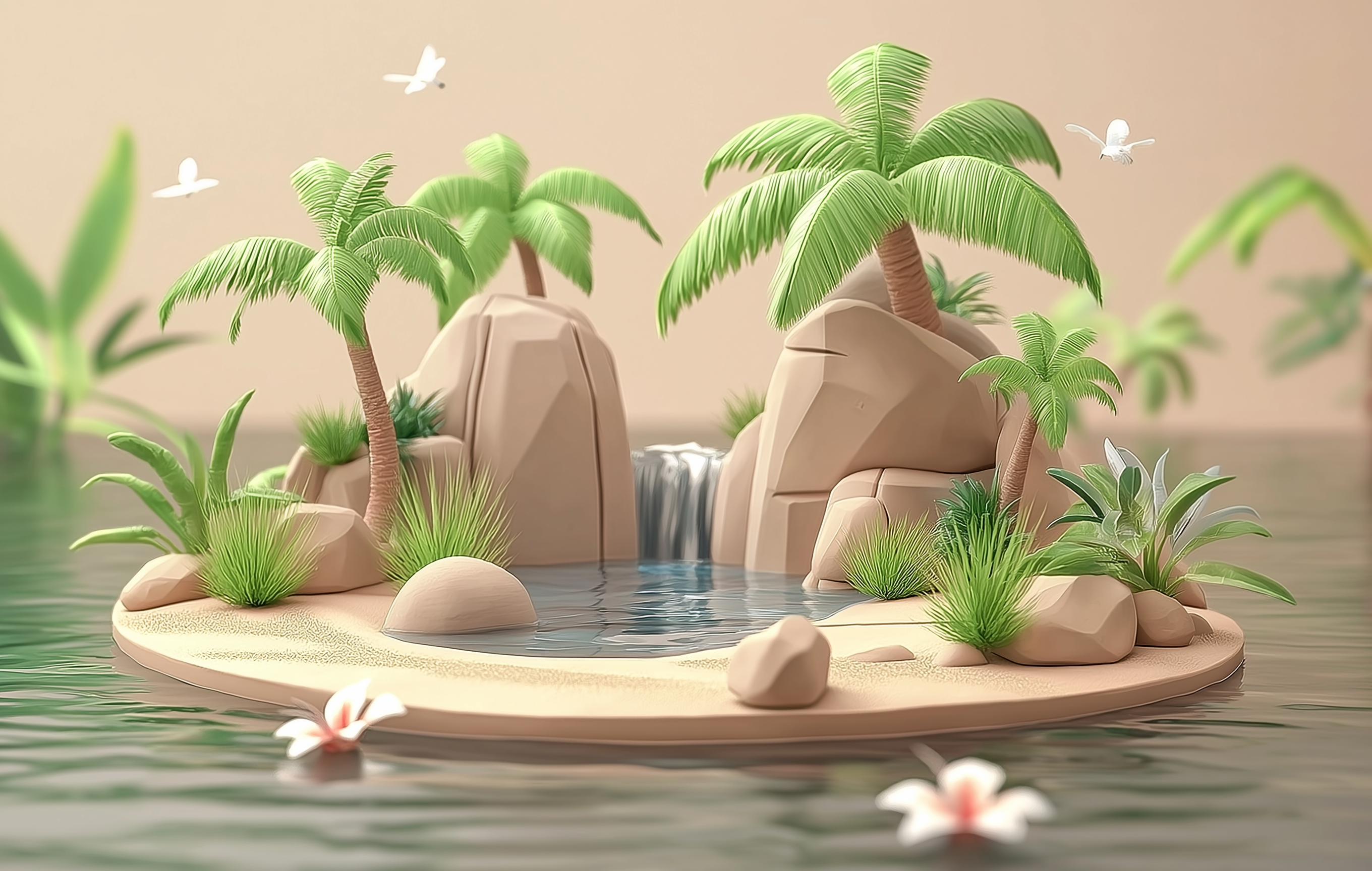 Idyllic Tropical Island Oasis Illustration on Lummi