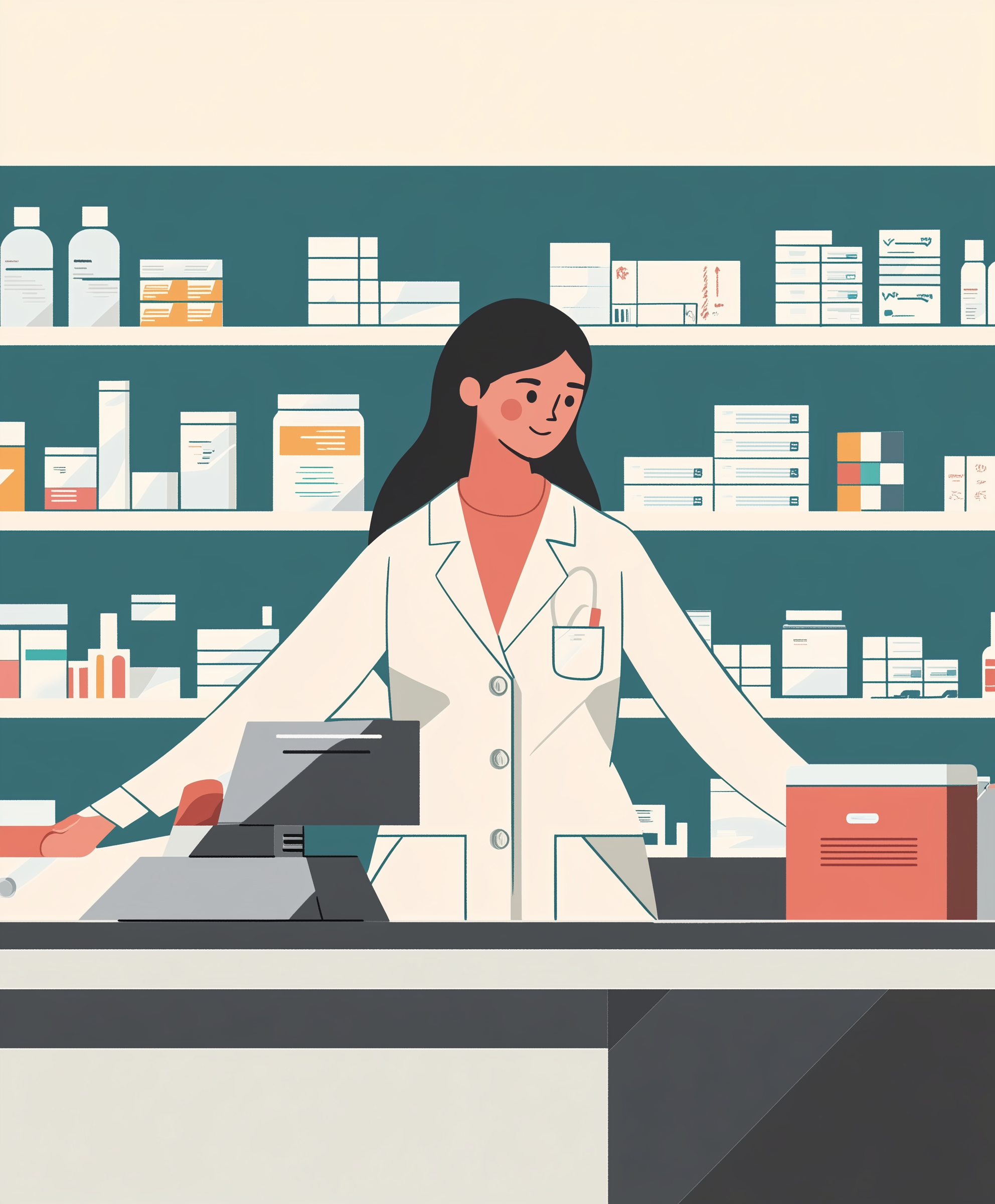 Lummi Illustration - Pharmacist at Work
