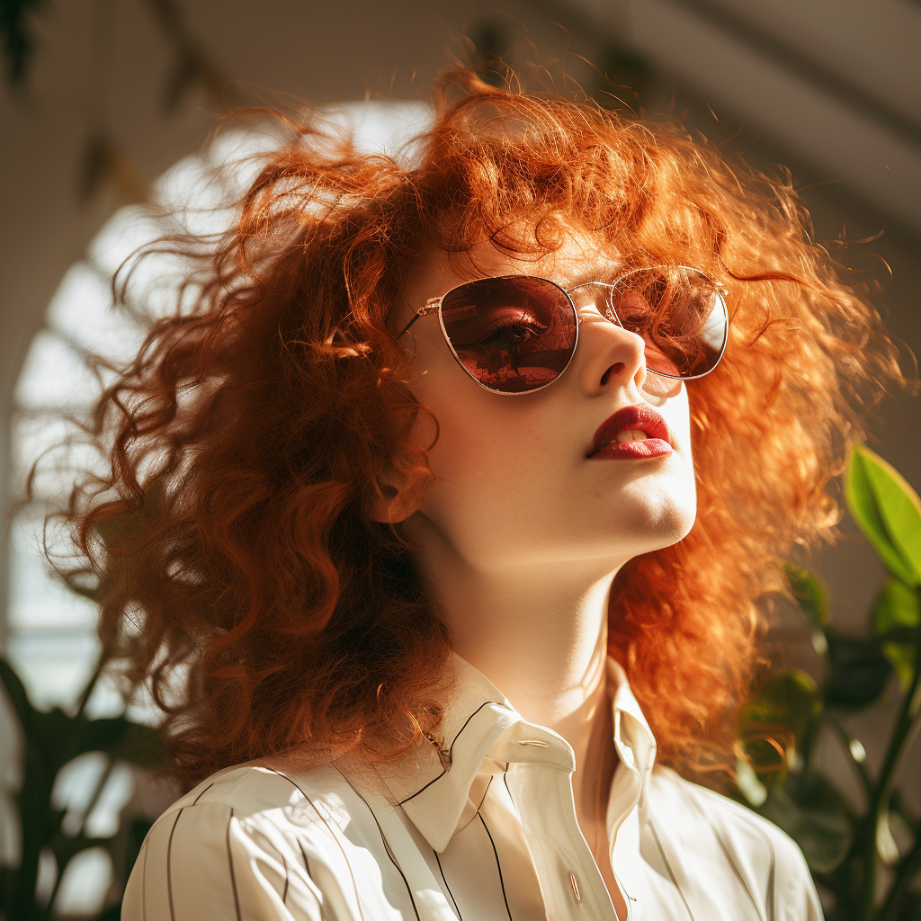 Serene Redheaded Muse in Sunlit Contemplation Photo on Lummi