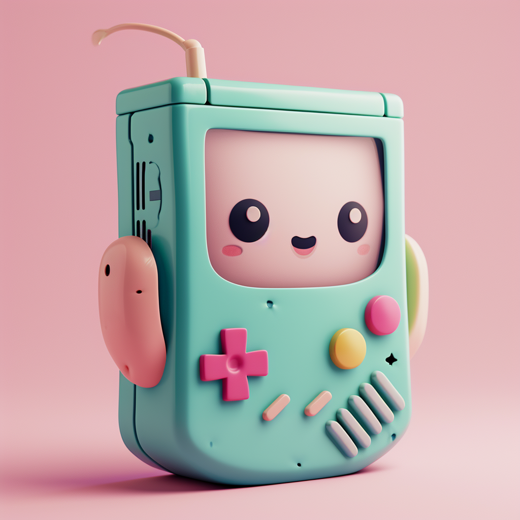 Cute Anthropomorphic Handheld Gaming Device 3D Image on Lummi