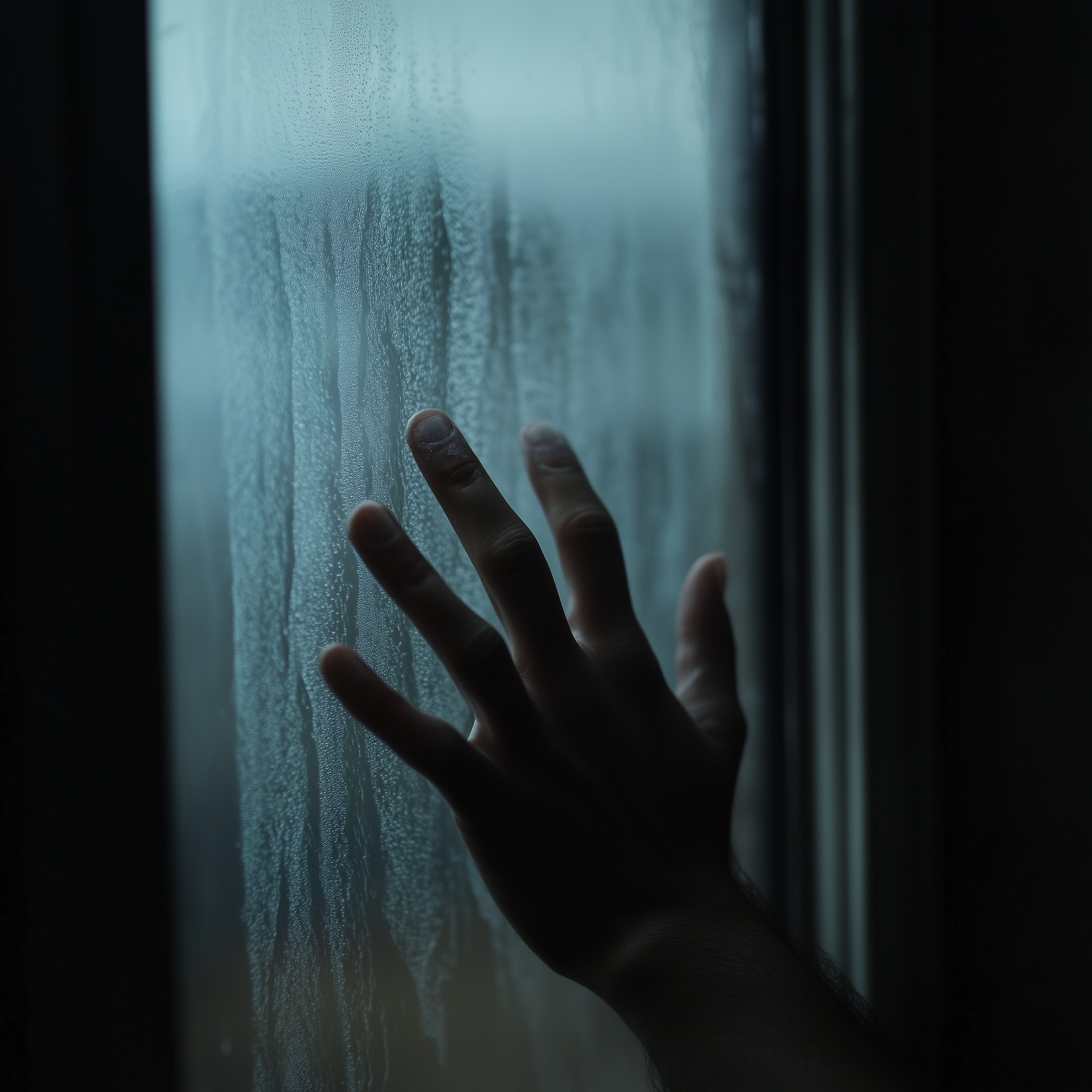 Hand on Foggy Glass Photo on Lummi
