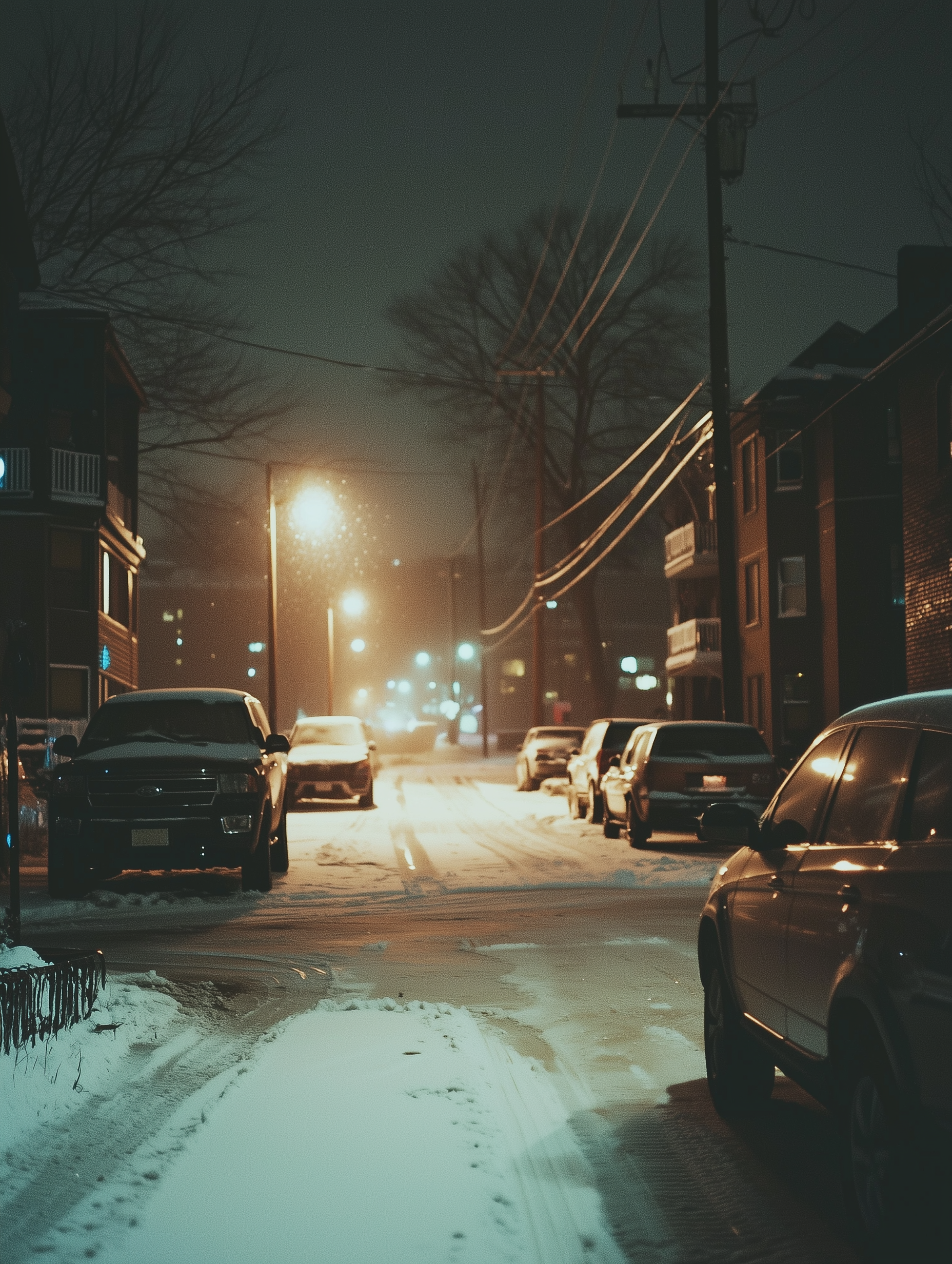 Snowy Urban Night Scene Photo on Lummi
