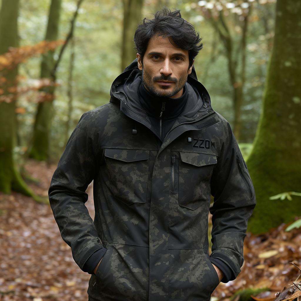 Serious Camouflaged Man in Woodland Photo on Lummi