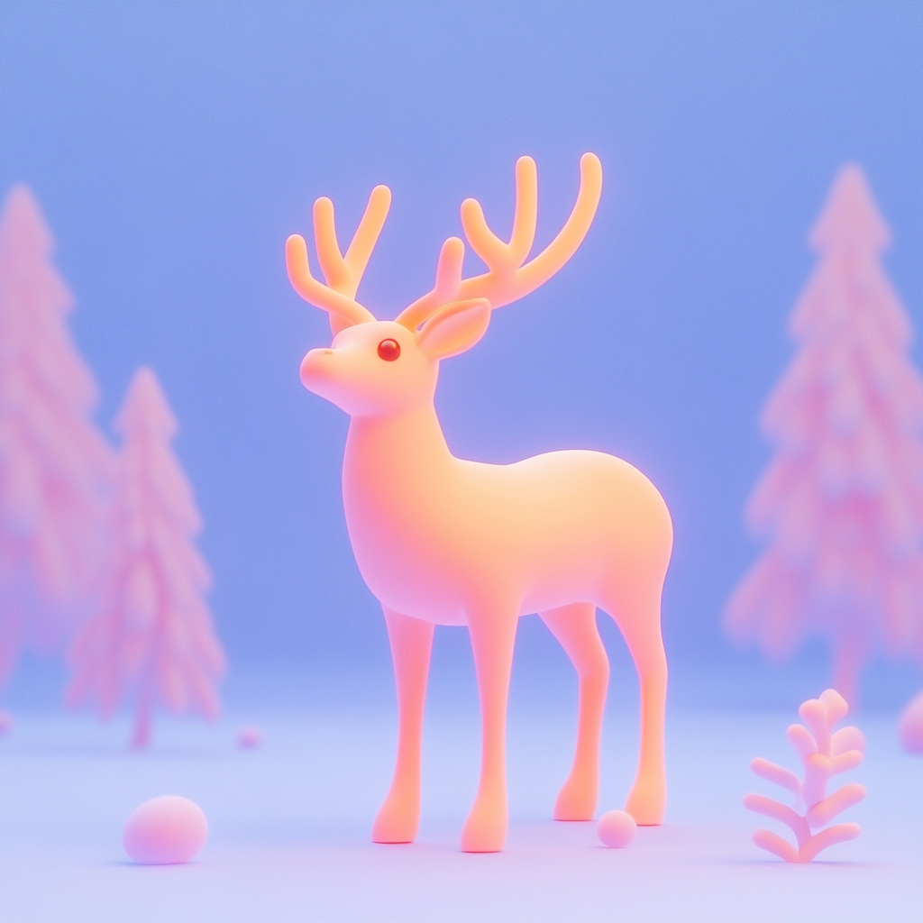 Luminous Pastel Reindeer Illustration on Lummi
