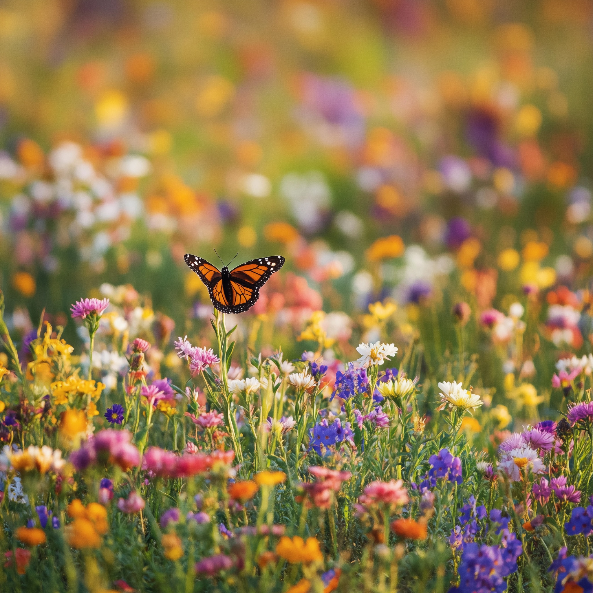 Monarch Butterfly in Vibrant Meadow Photo on Lummi