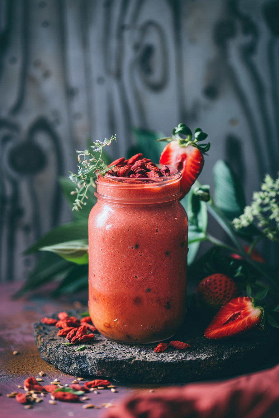 Rustic Styled Smoothie Scene Photo on Lummi