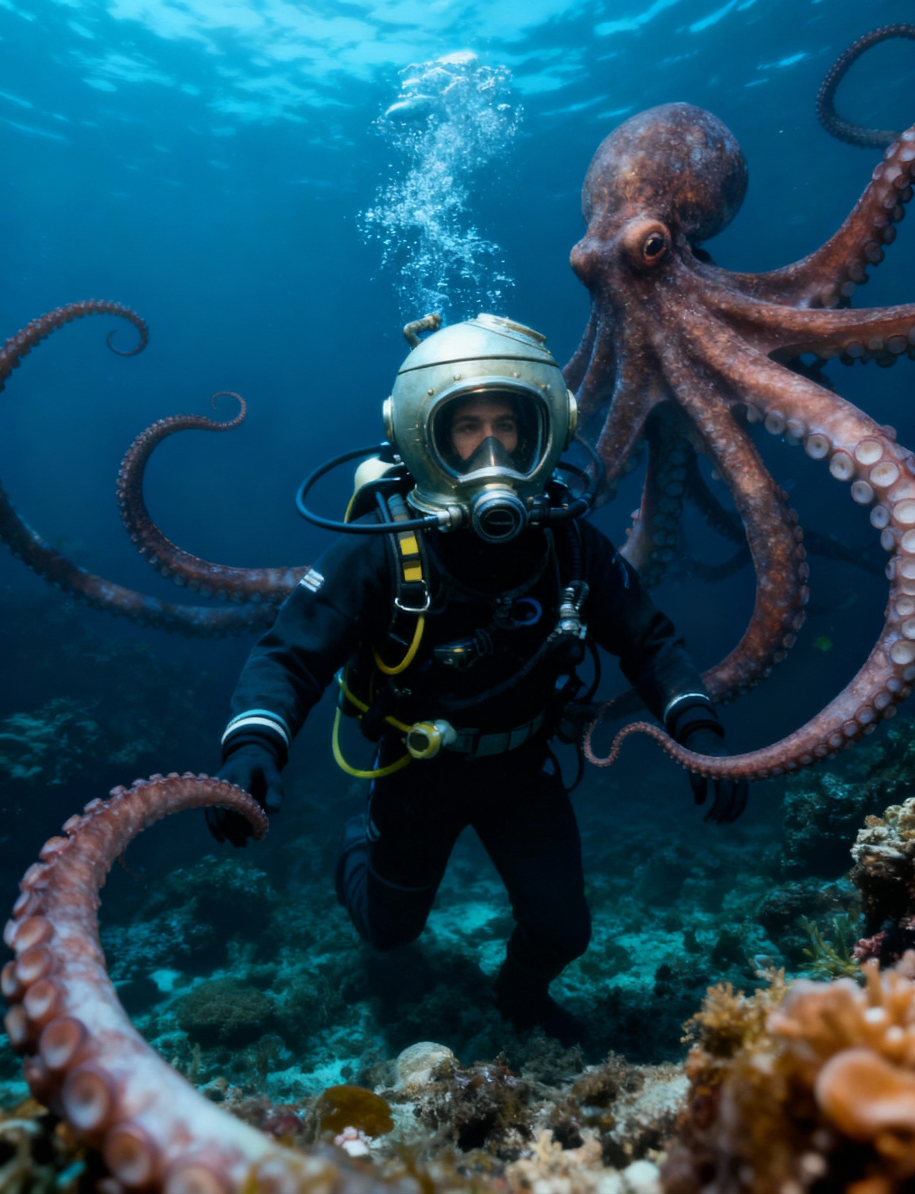 Diver and Octopus Scene Photo on Lummi