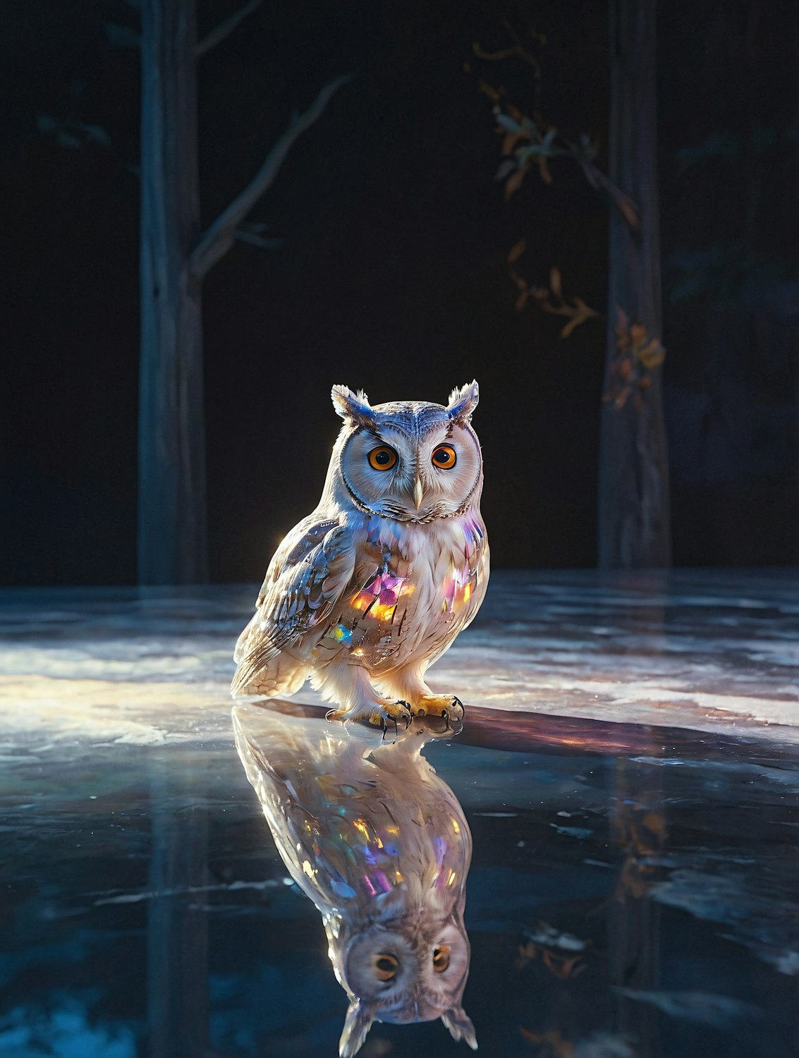 Lummi Photo - Ethereal Owl Reflection