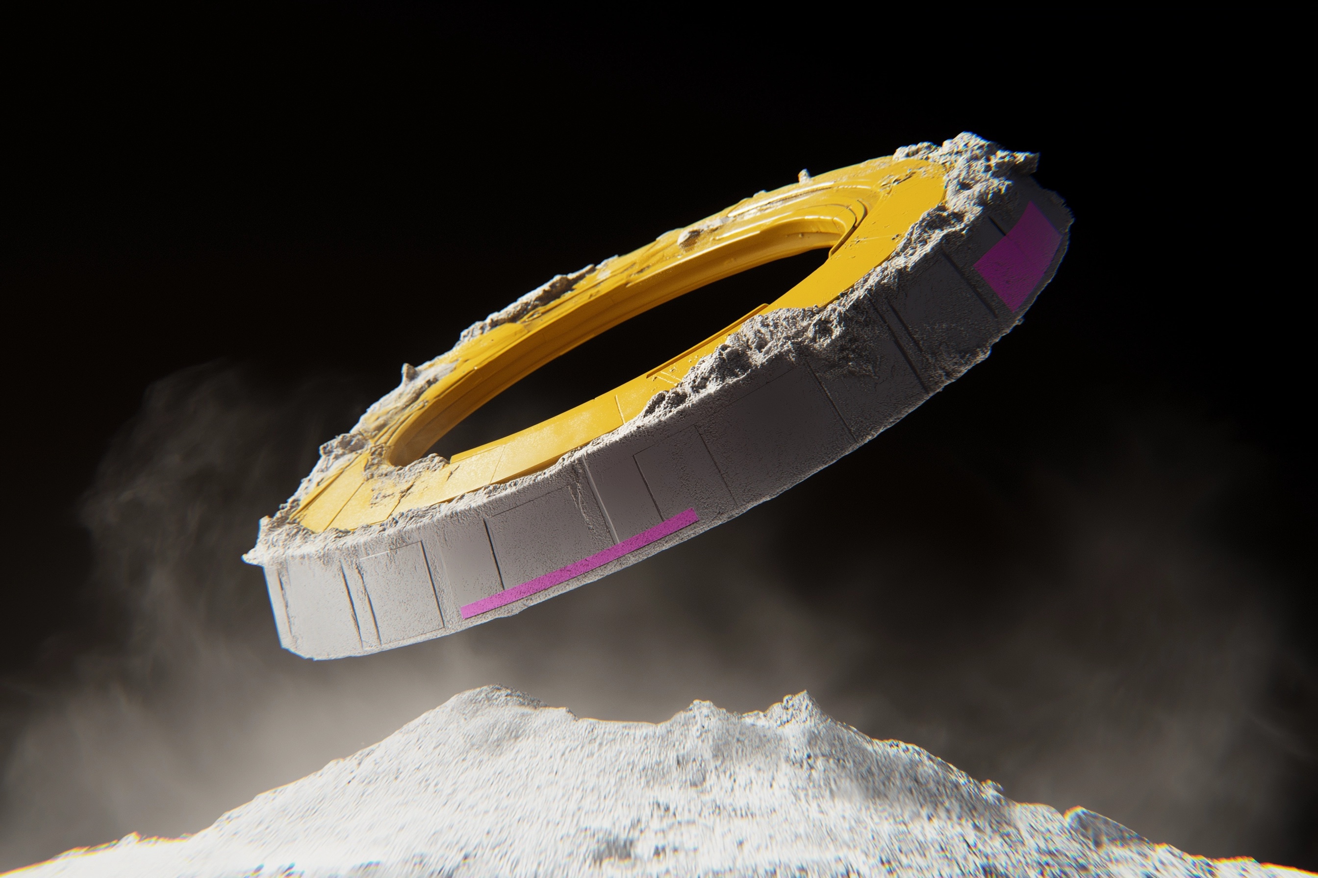 Hovering Circular Object on Textured Surface 3D Image on Lummi