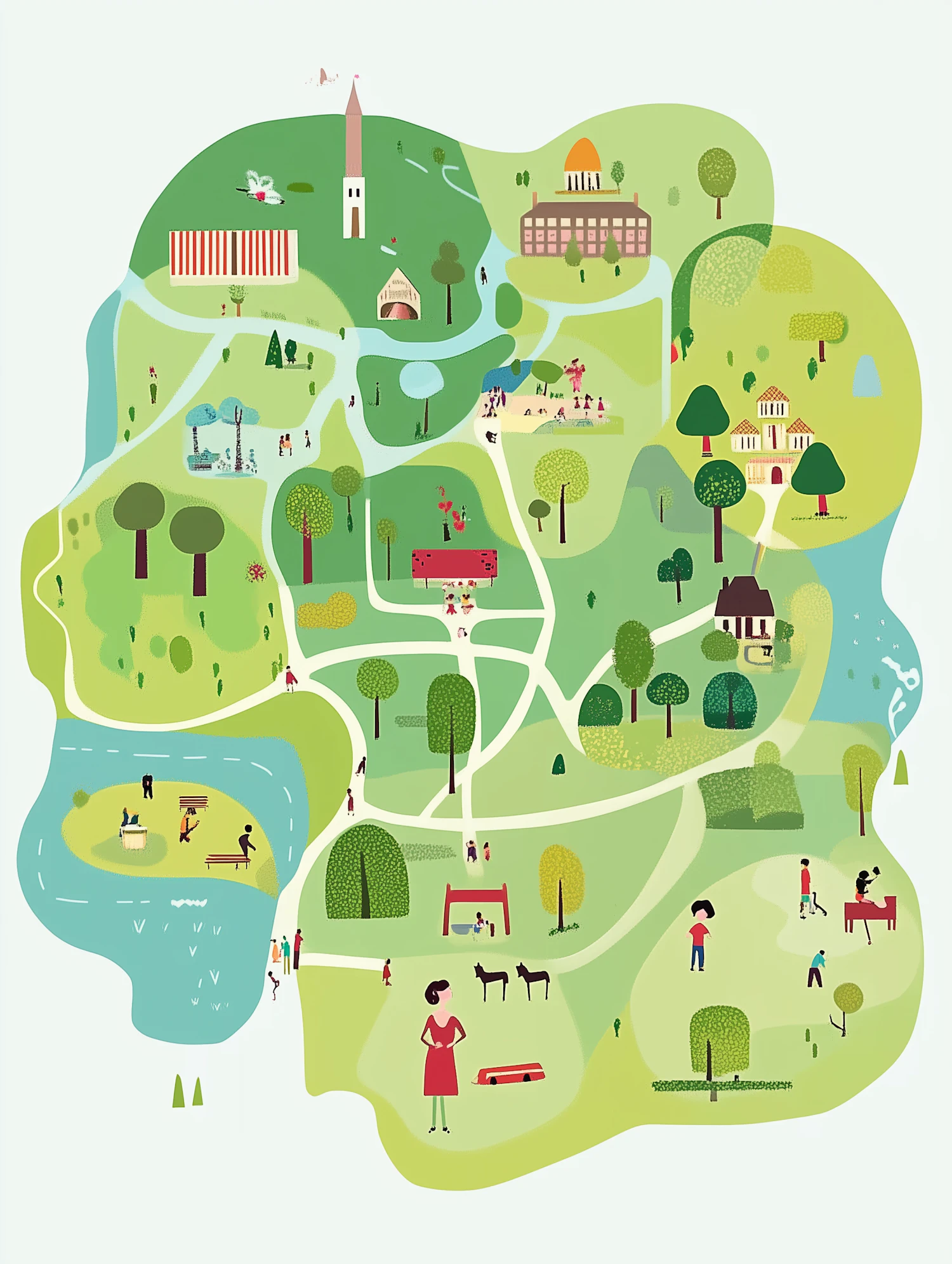 Whimsical Park Map Illustration on Lummi