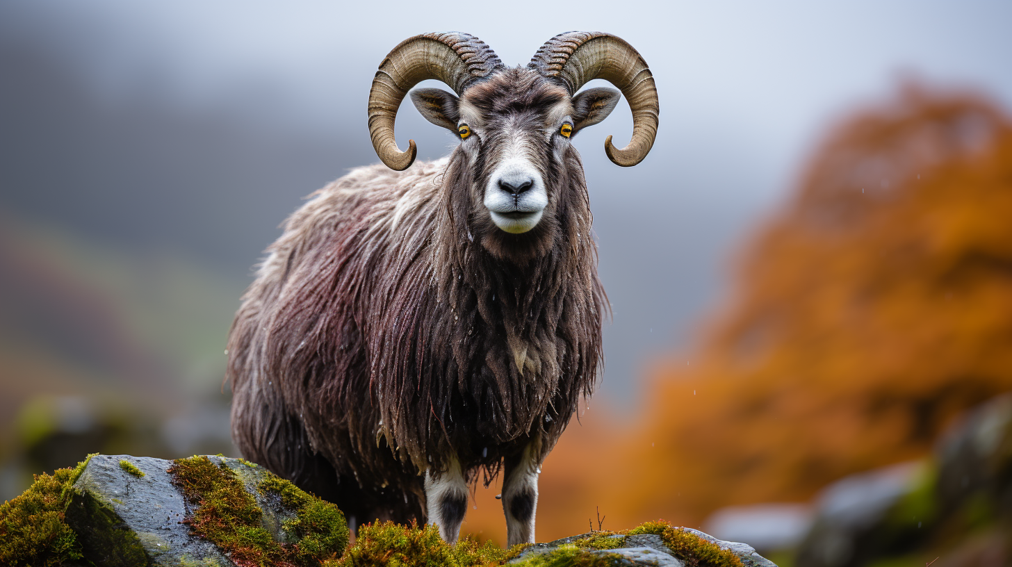 Majestic Highland Ram in Autumn Photo on Lummi