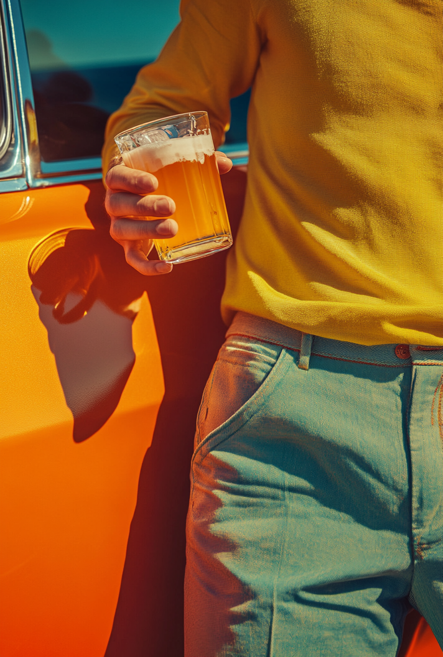 Person with Orange Car and Beer Photo on Lummi