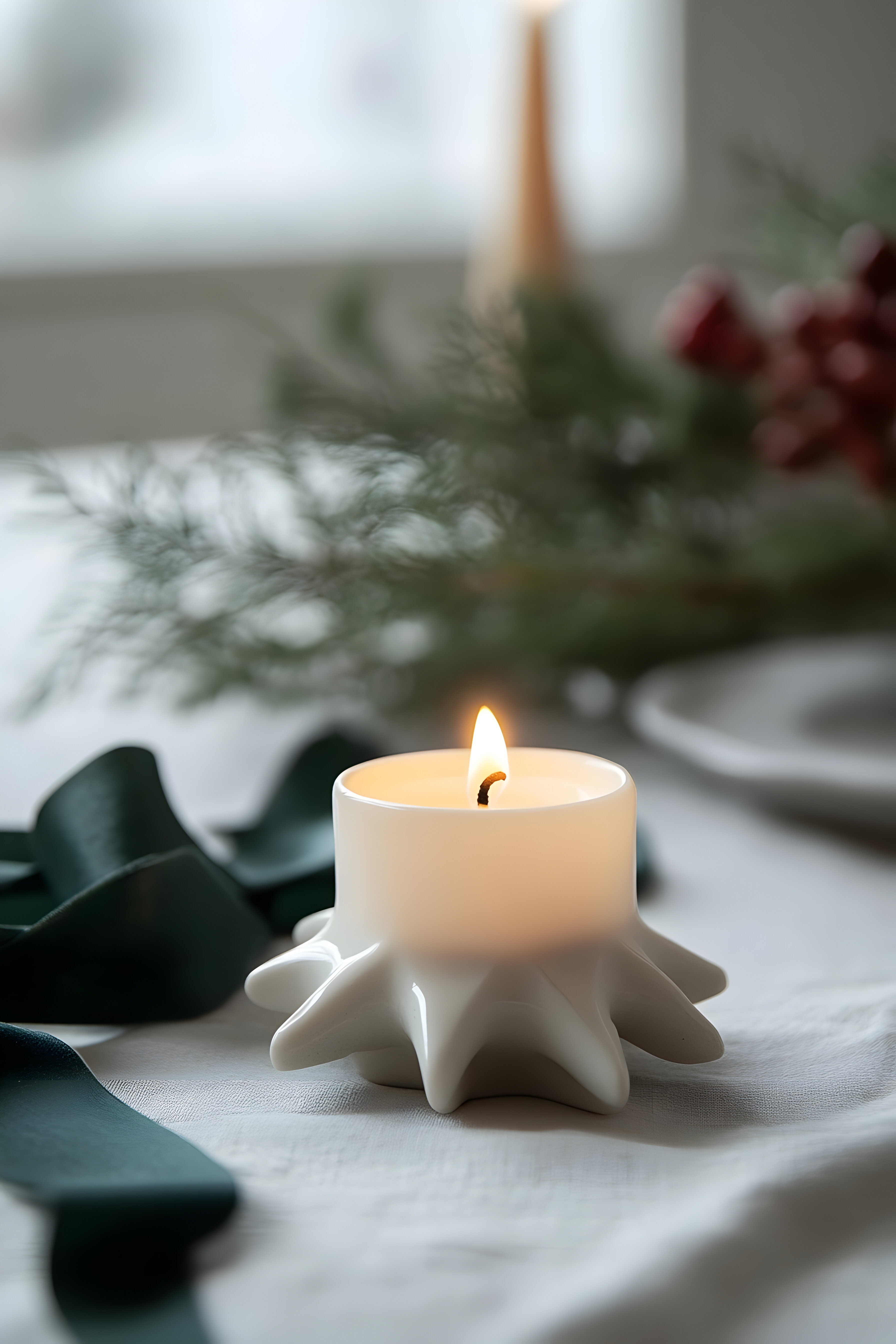 Star-Shaped Candle with Festive Accents Photo on Lummi