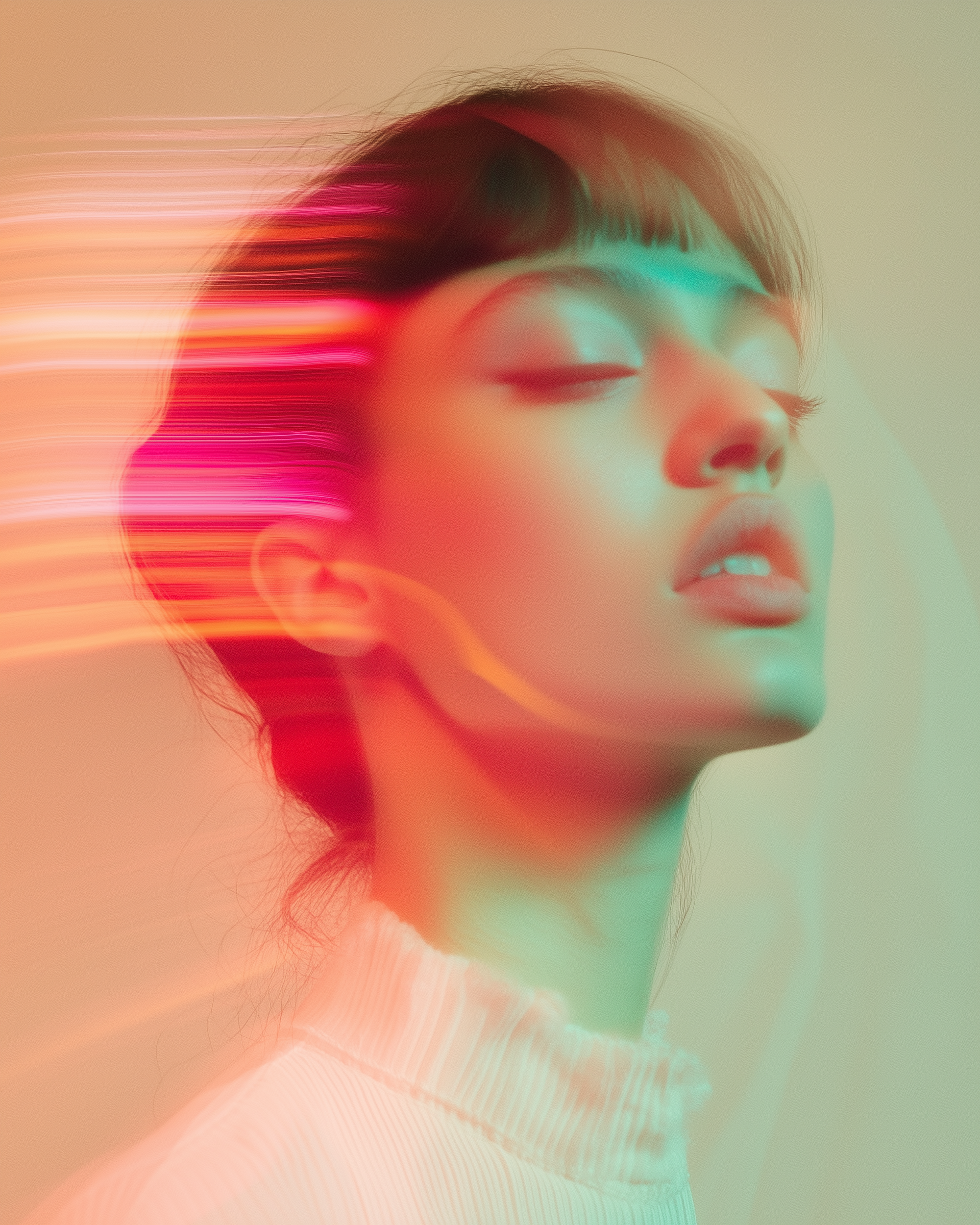 Serene Portrait with Light Streaks Photo on Lummi