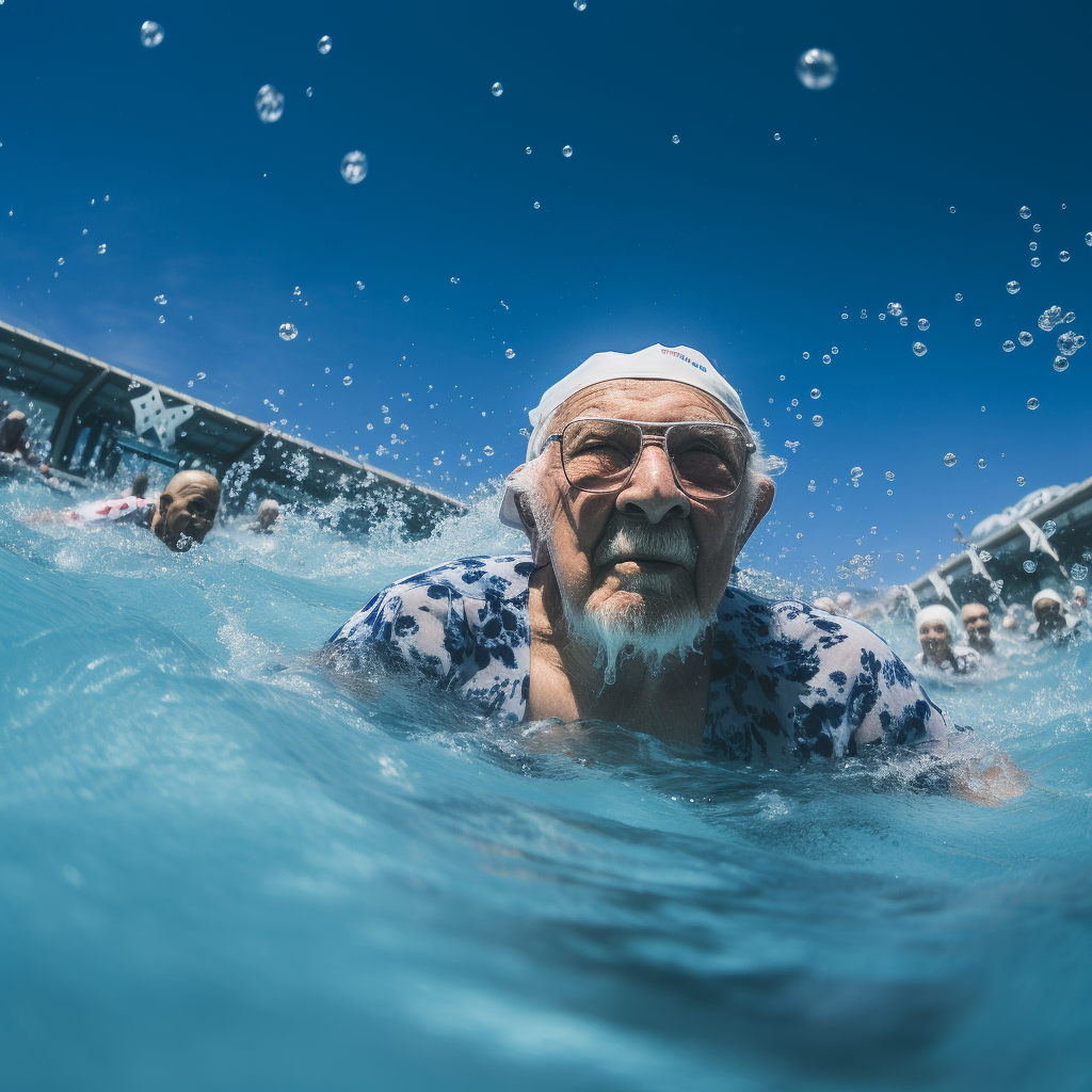 Determined Senior Swimmer in Action Photo on Lummi