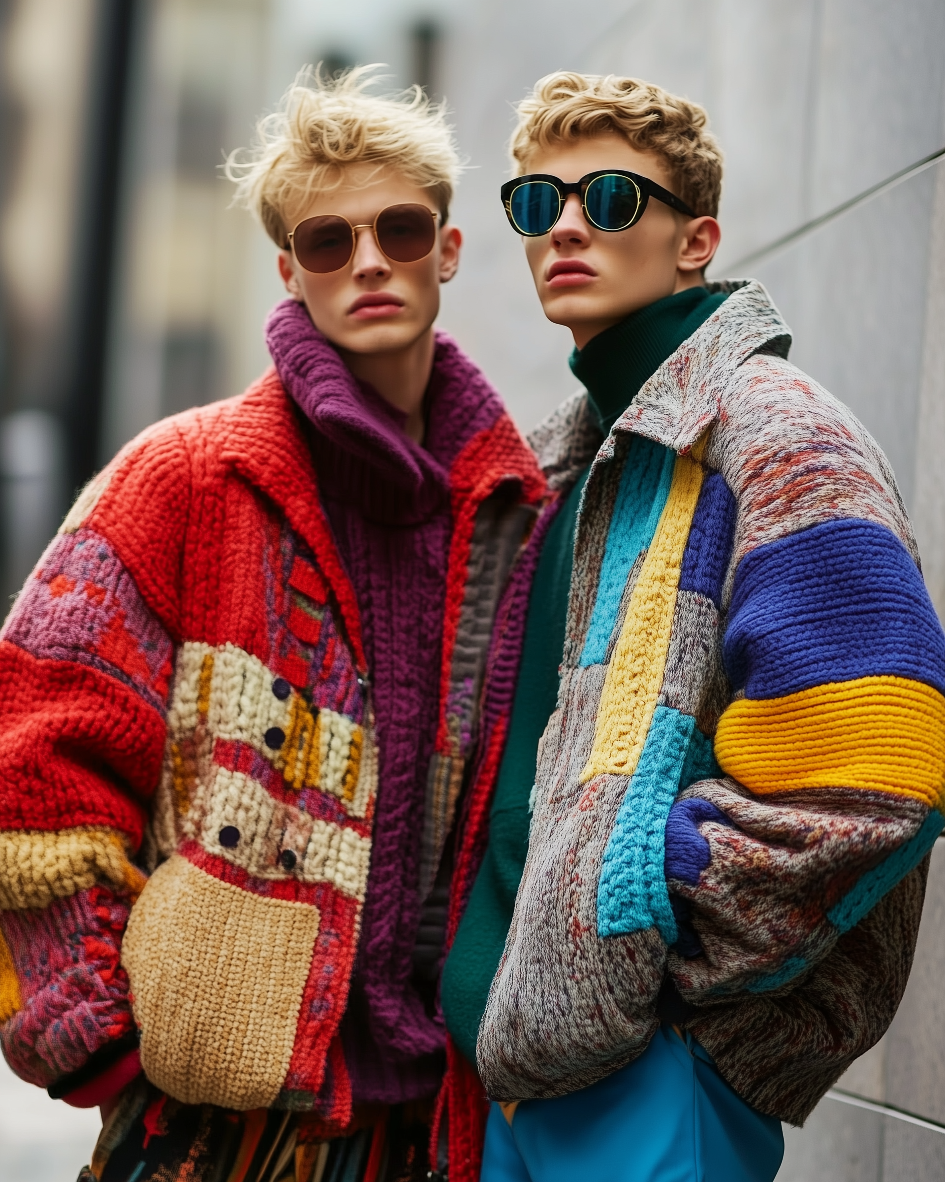 Fashionable Duo in Vibrant Jackets Photo on Lummi