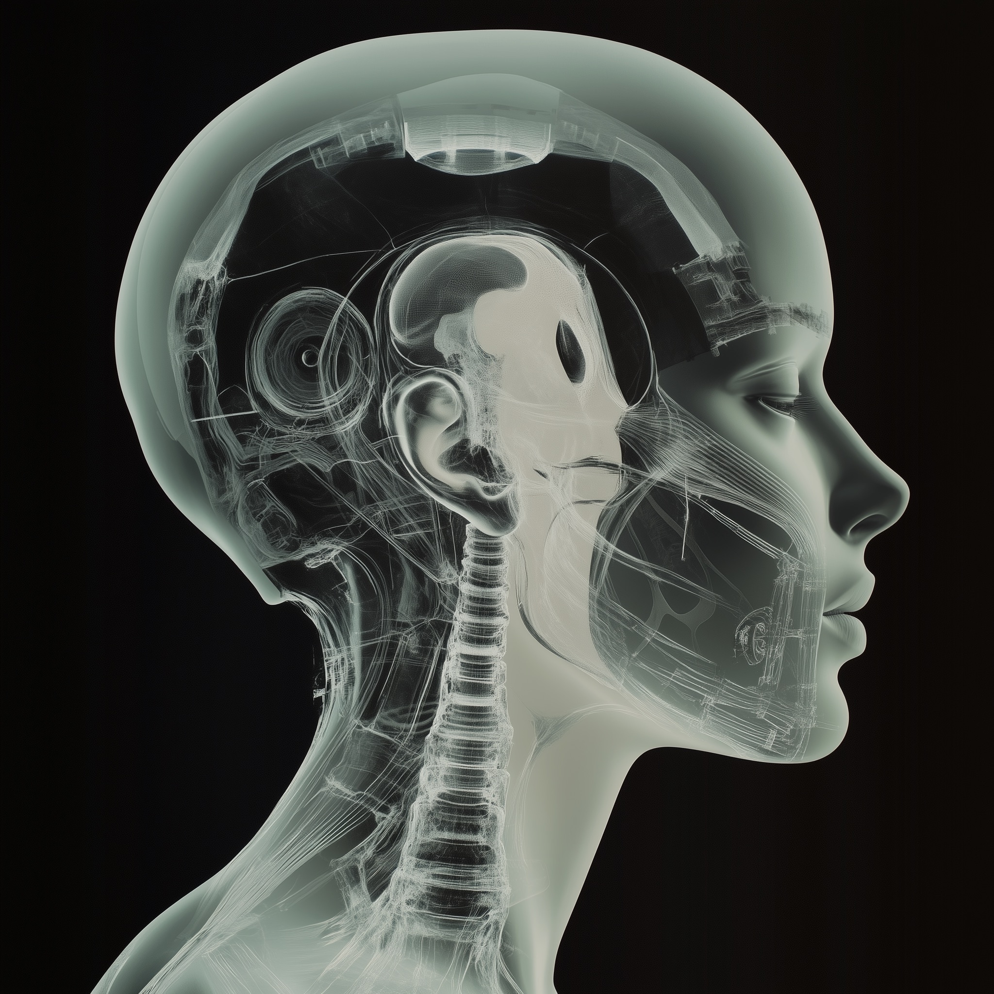 Futuristic Human-Machine Fusion Illustration on Lummi