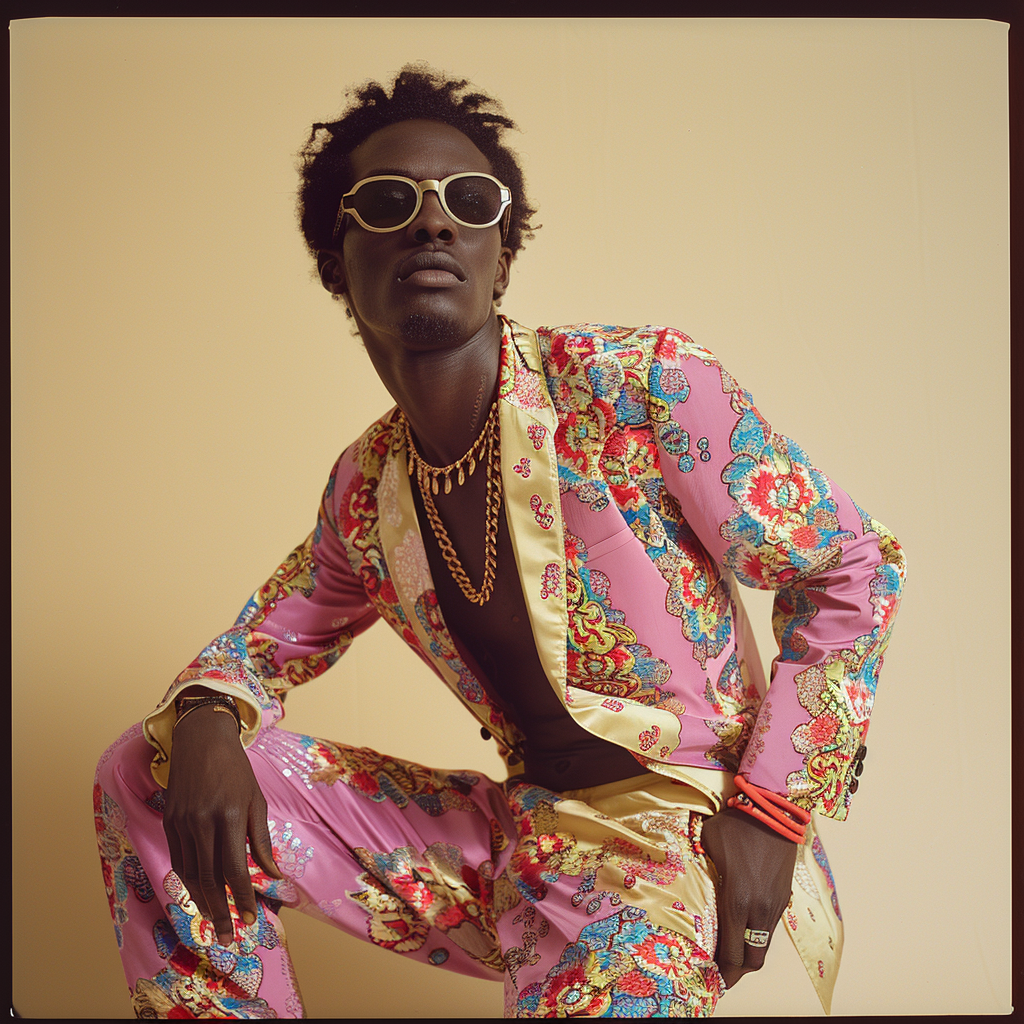 Fashionable Man with Patterned Suit Photo on Lummi