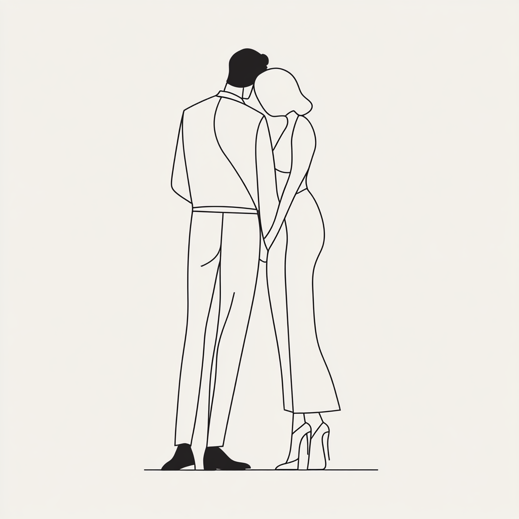 Lummi Illustration - Intimate Embrace Line Drawing