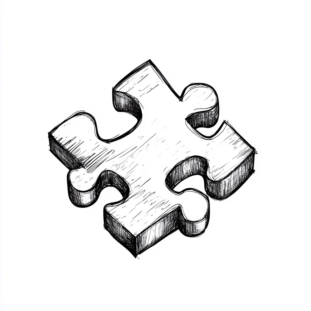 Hand-Drawn Puzzle Piece Illustration on Lummi