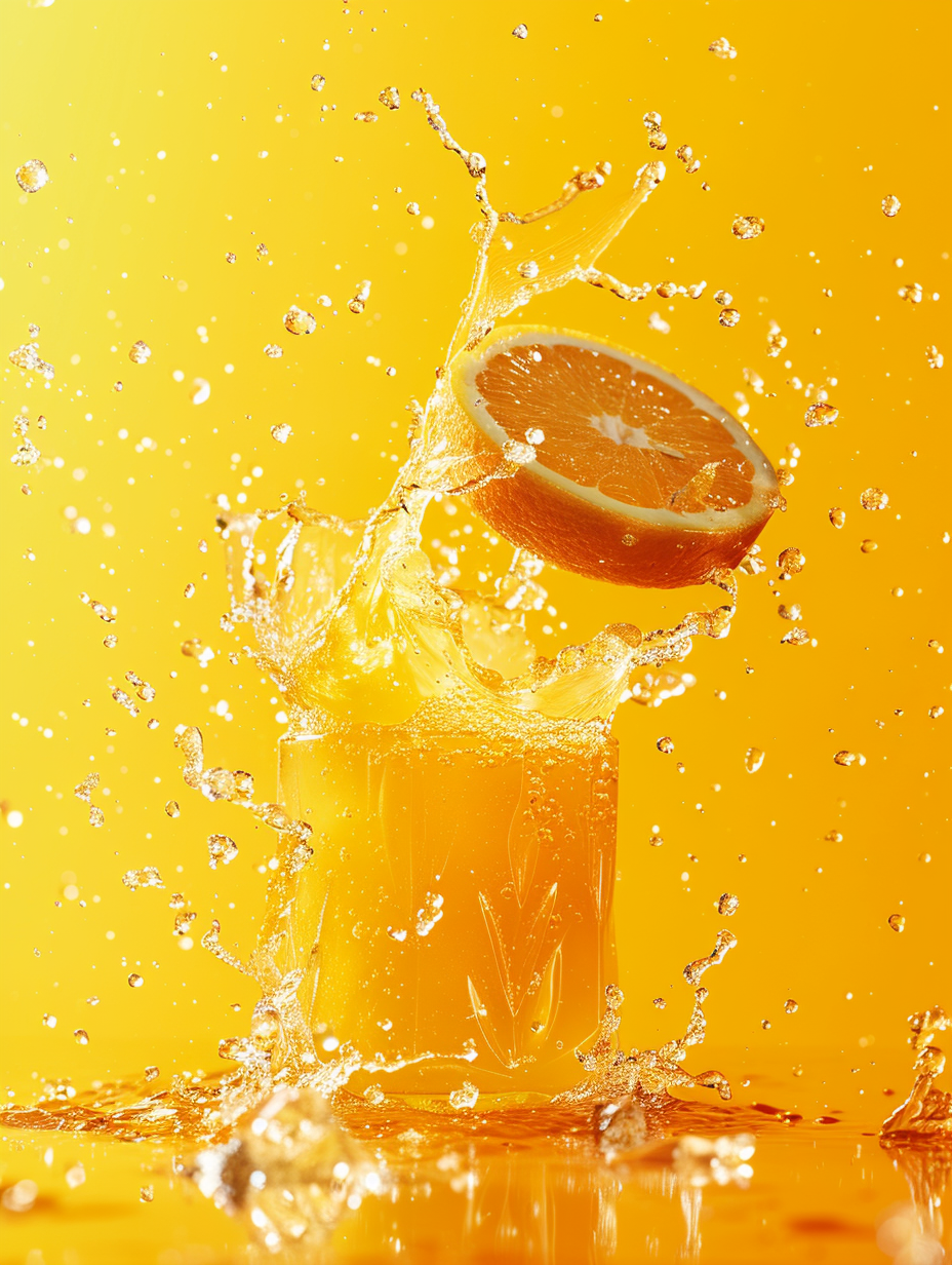 Dynamic Orange Juice Splash Photo on Lummi