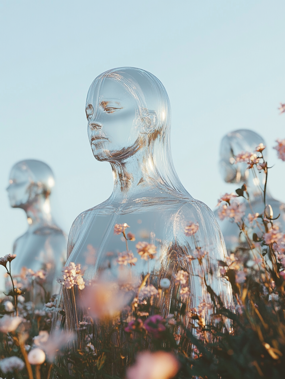 Ethereal Figures in Flower Field 3D Image on Lummi