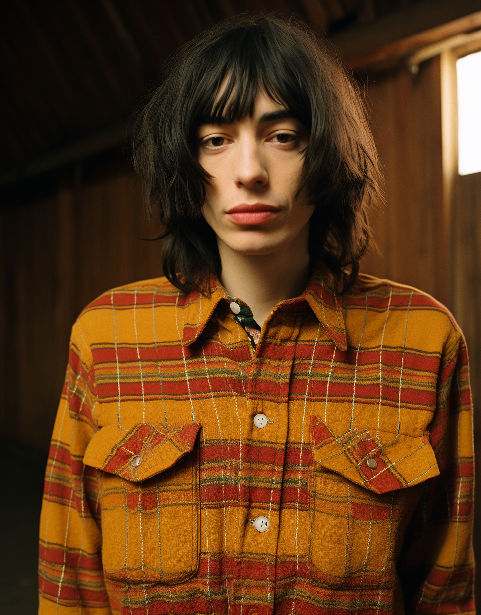 Contemplative Plaid-Clad Youth Photo on Lummi