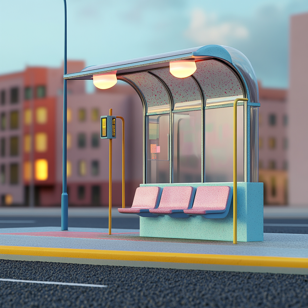 Stylized 3d Bus Stop Model 3d Image On Lummi