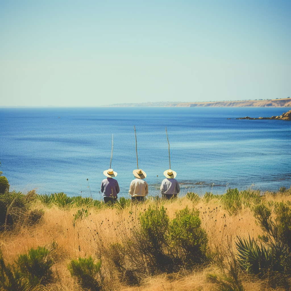 Tranquil Trio Fishing by the Sea Photo on Lummi
