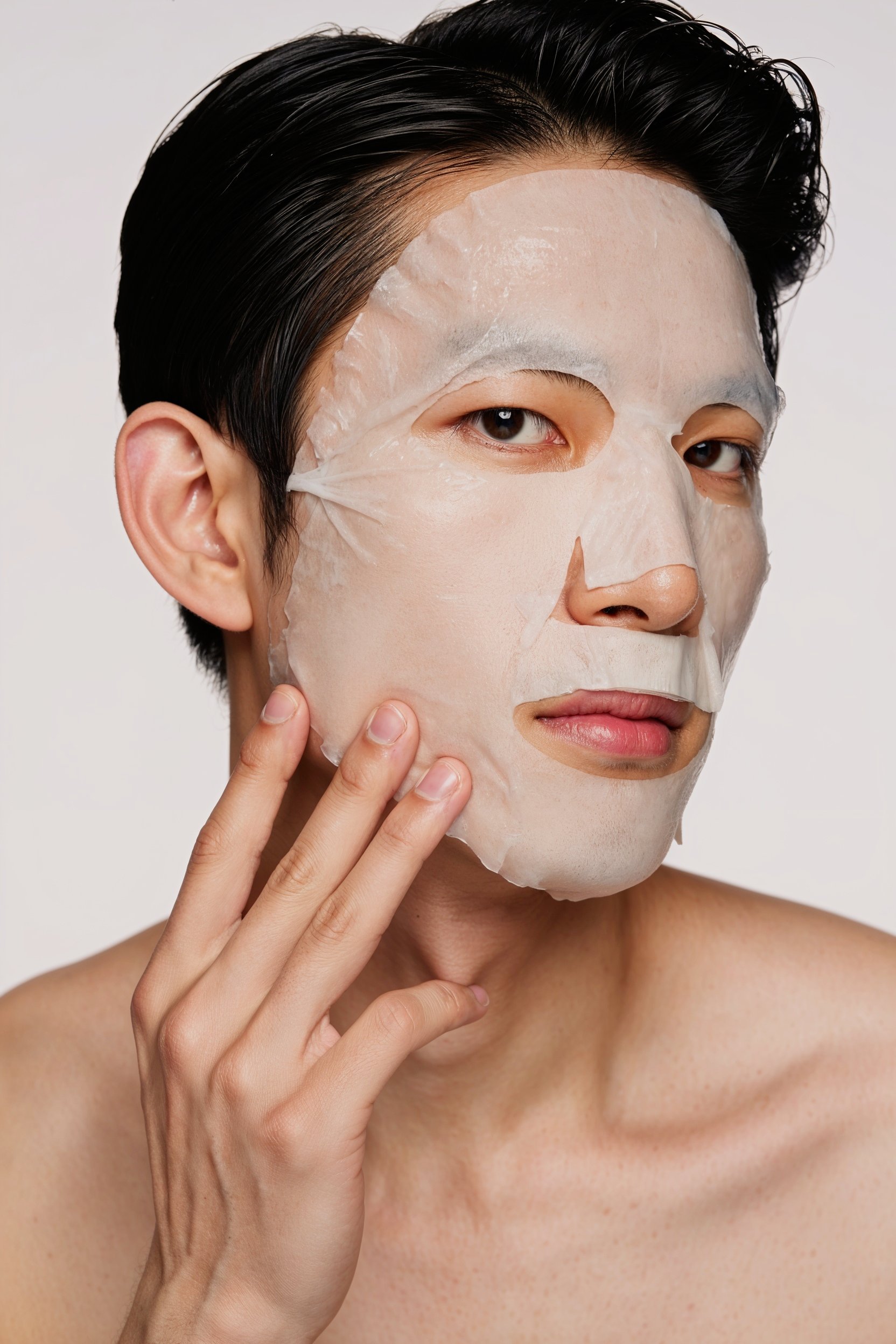 Man Applying Sheet Mask Photo on Lummi