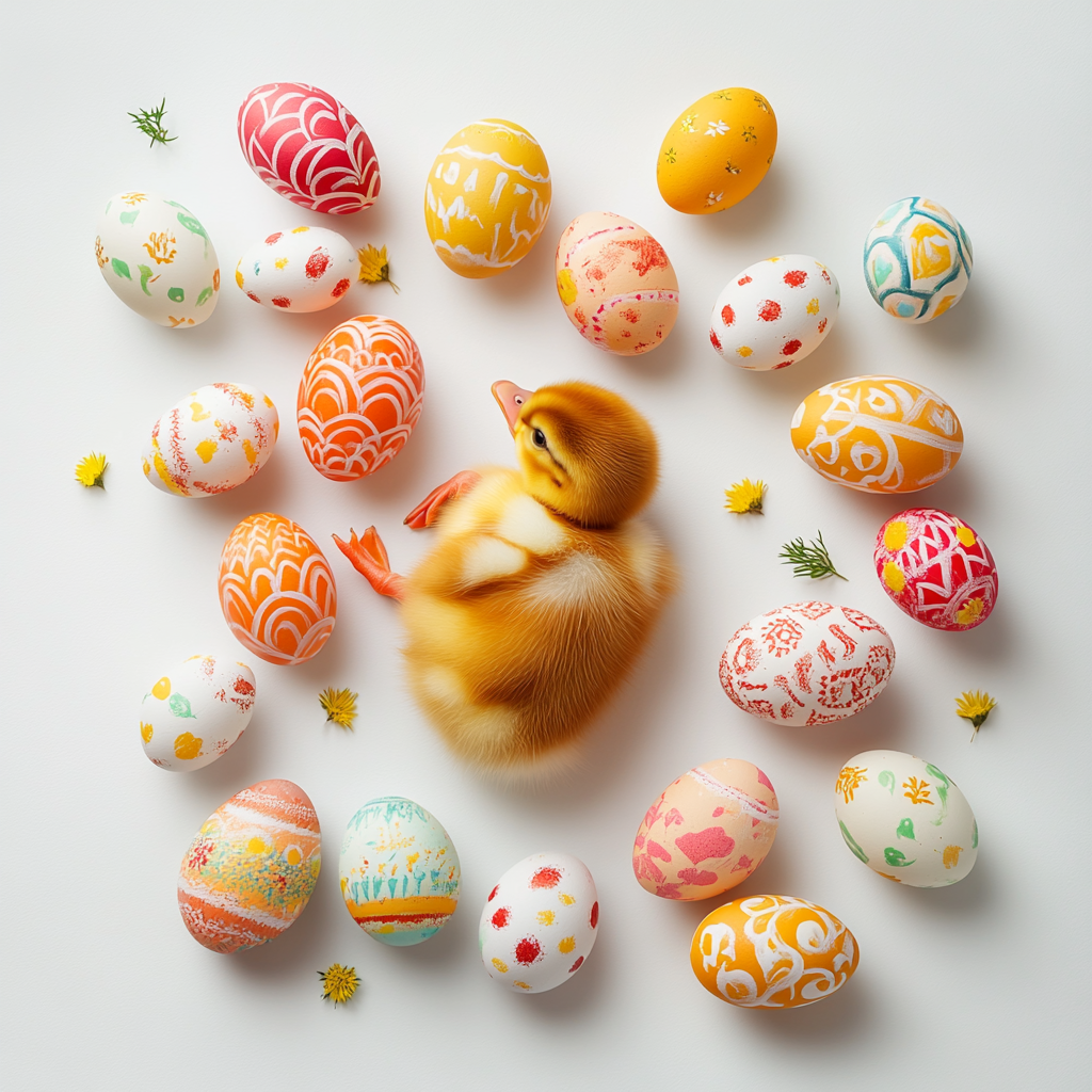 Duckling with Easter Eggs Photo on Lummi