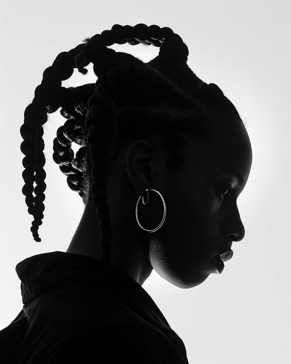 Profile with Braids and Hoop Earring Photo on Lummi