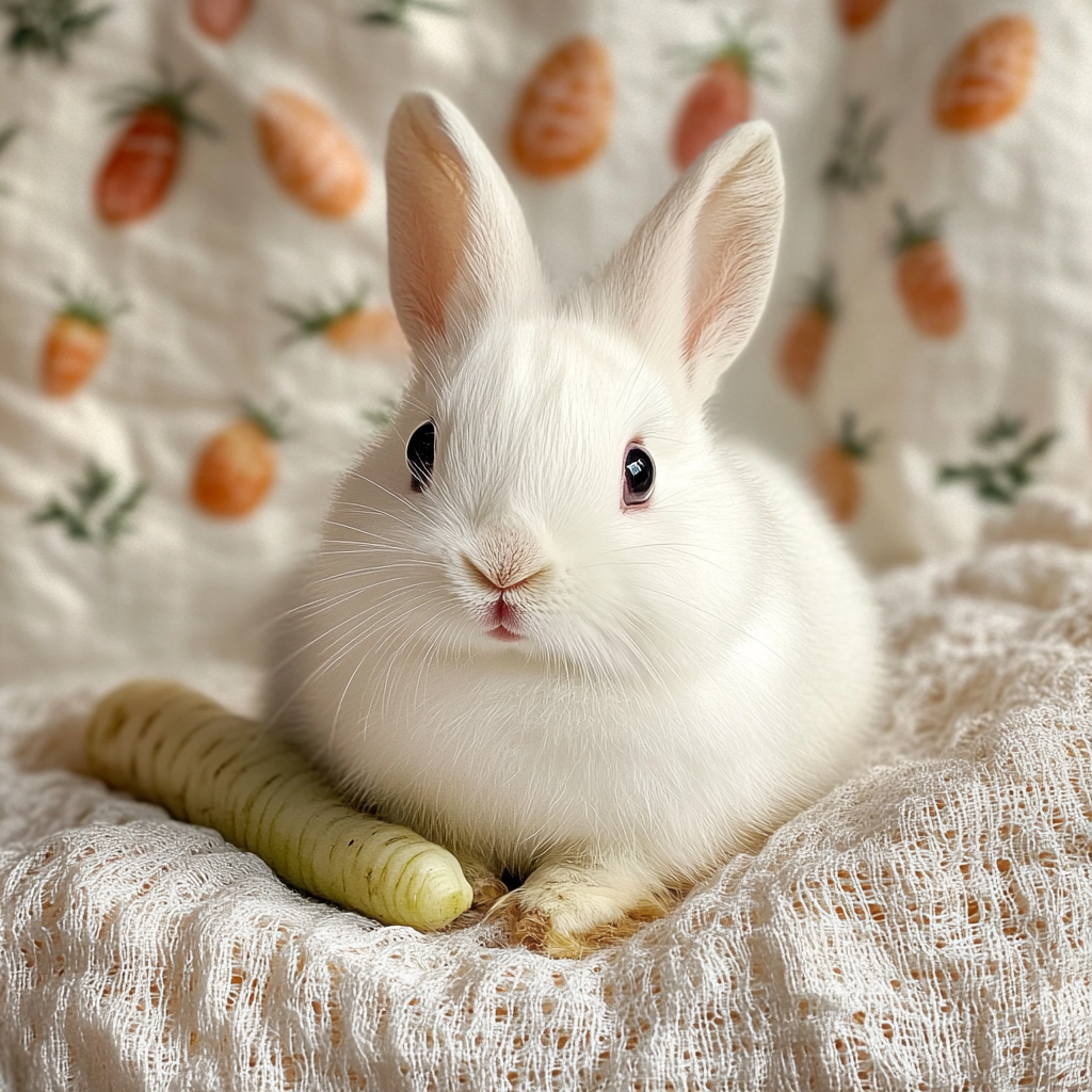 Fluffy White Rabbit Scene Photo on Lummi