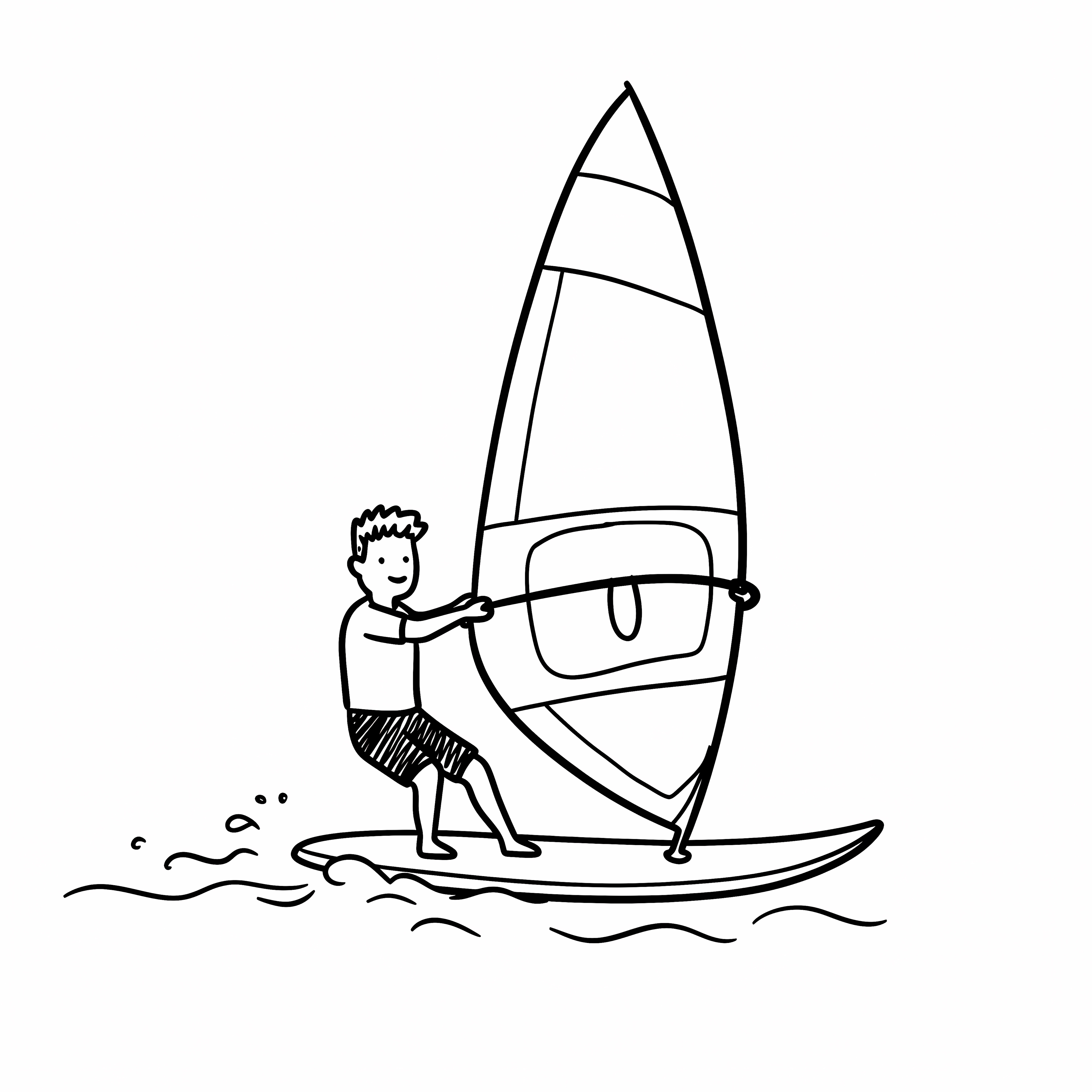 Cartoon Windsurfing Scene Illustration on Lummi
