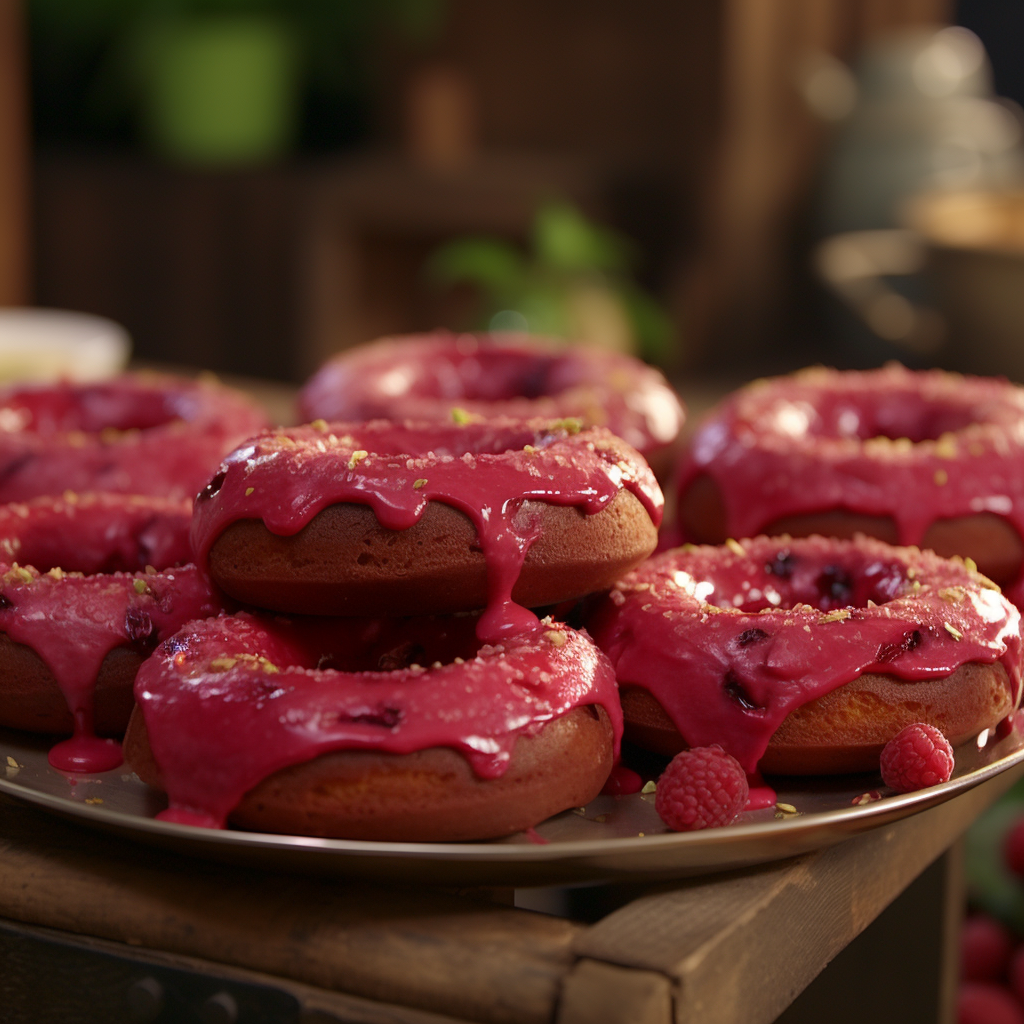 Warm Raspberry Bliss Donuts with Zesty Nut Crumble Photo on Lummi