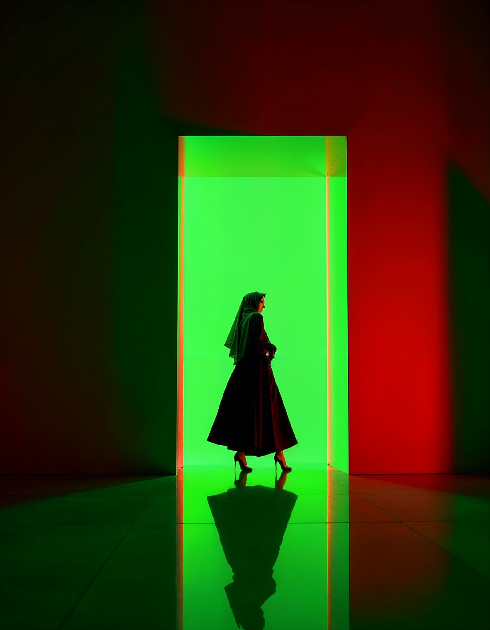 Silhouette in Green Light Photo on Lummi