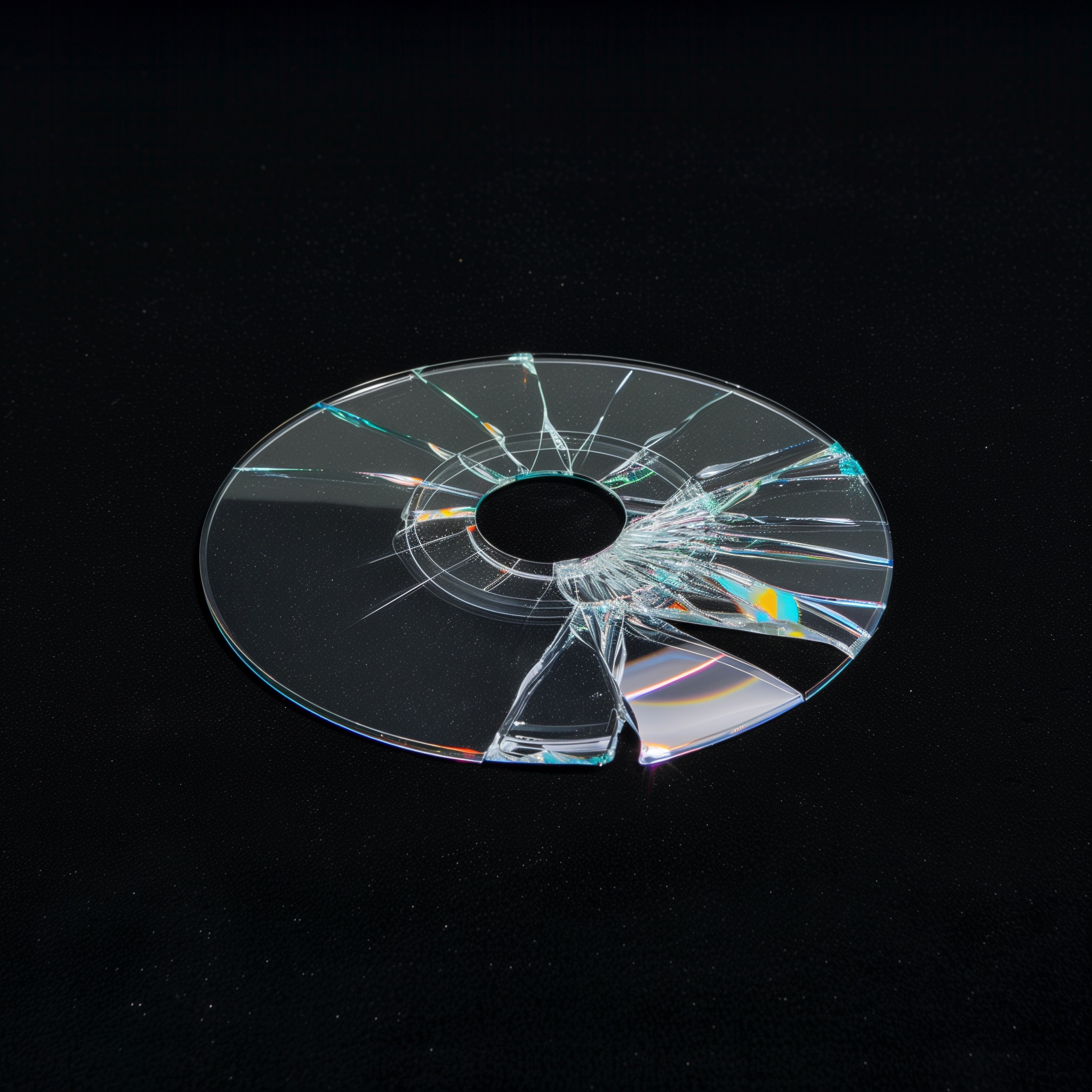 Shattered CD on Black Photo on Lummi