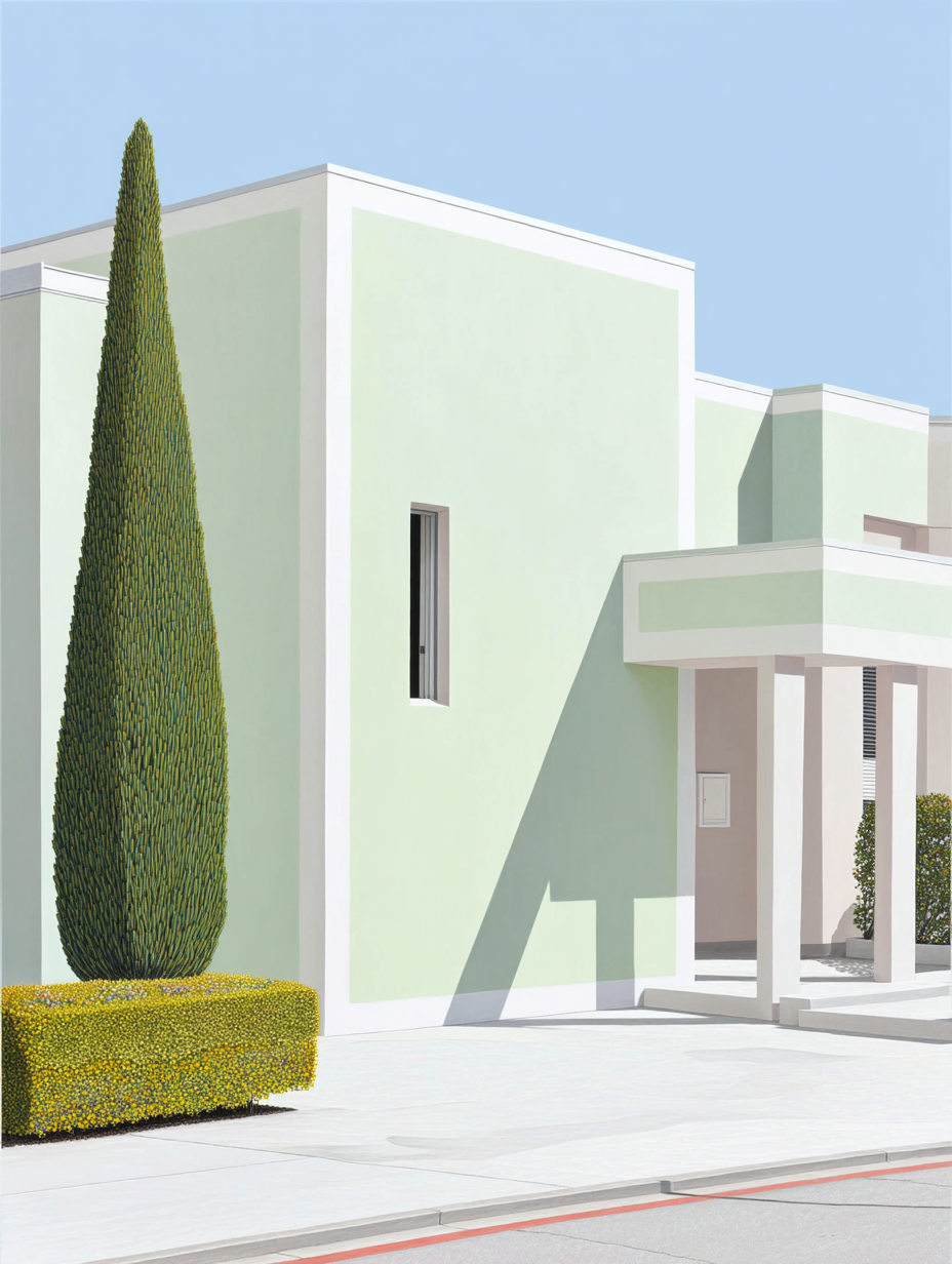 Pastel Green Building Illustration on Lummi