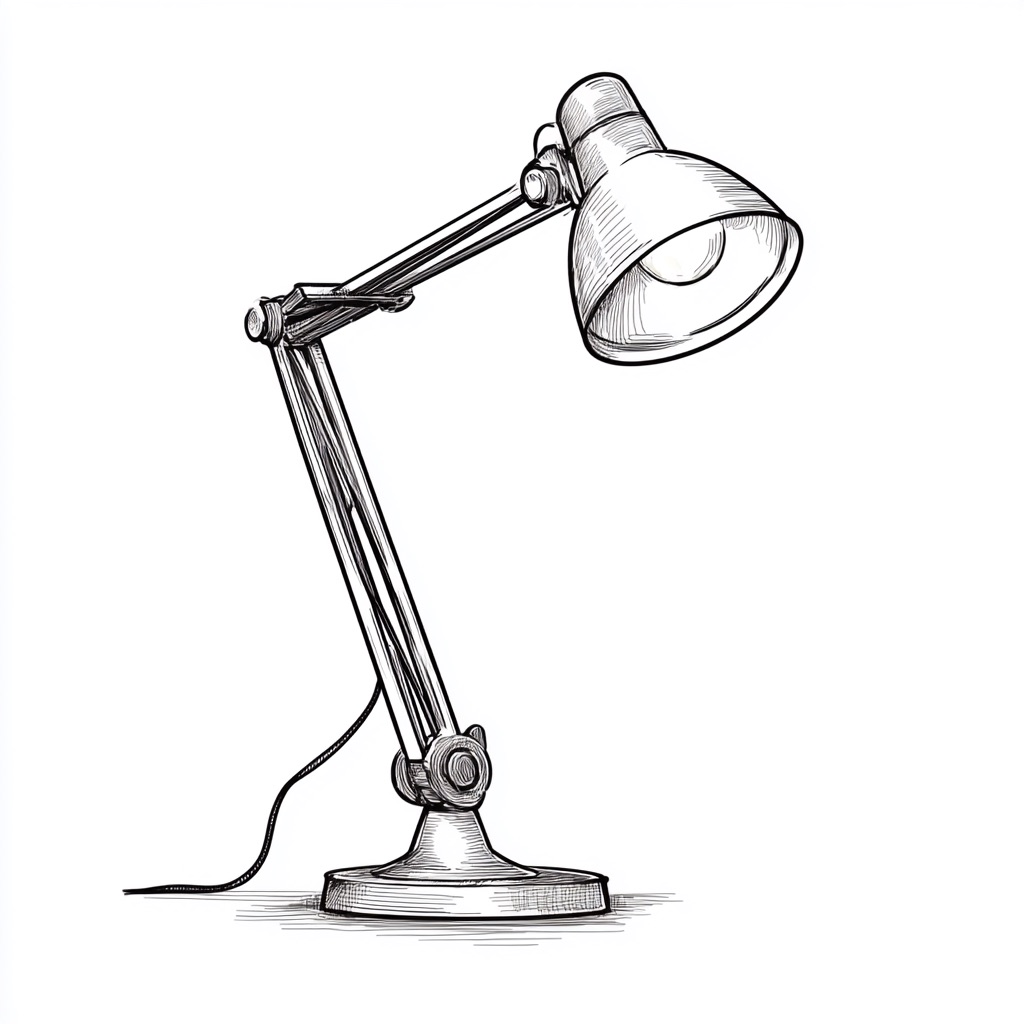 Classic Desk Lamp Sketch Illustration on Lummi