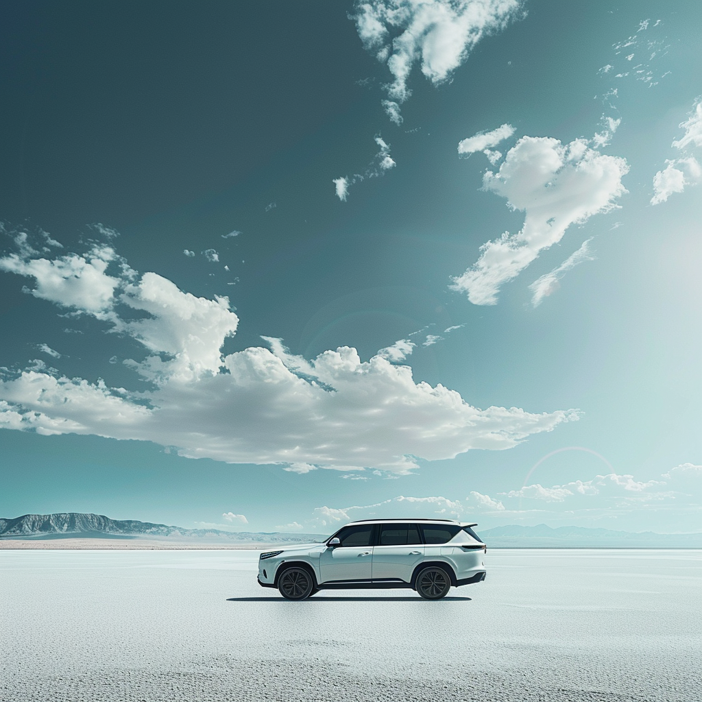 Modern SUV on a Salt Flat Photo on Lummi