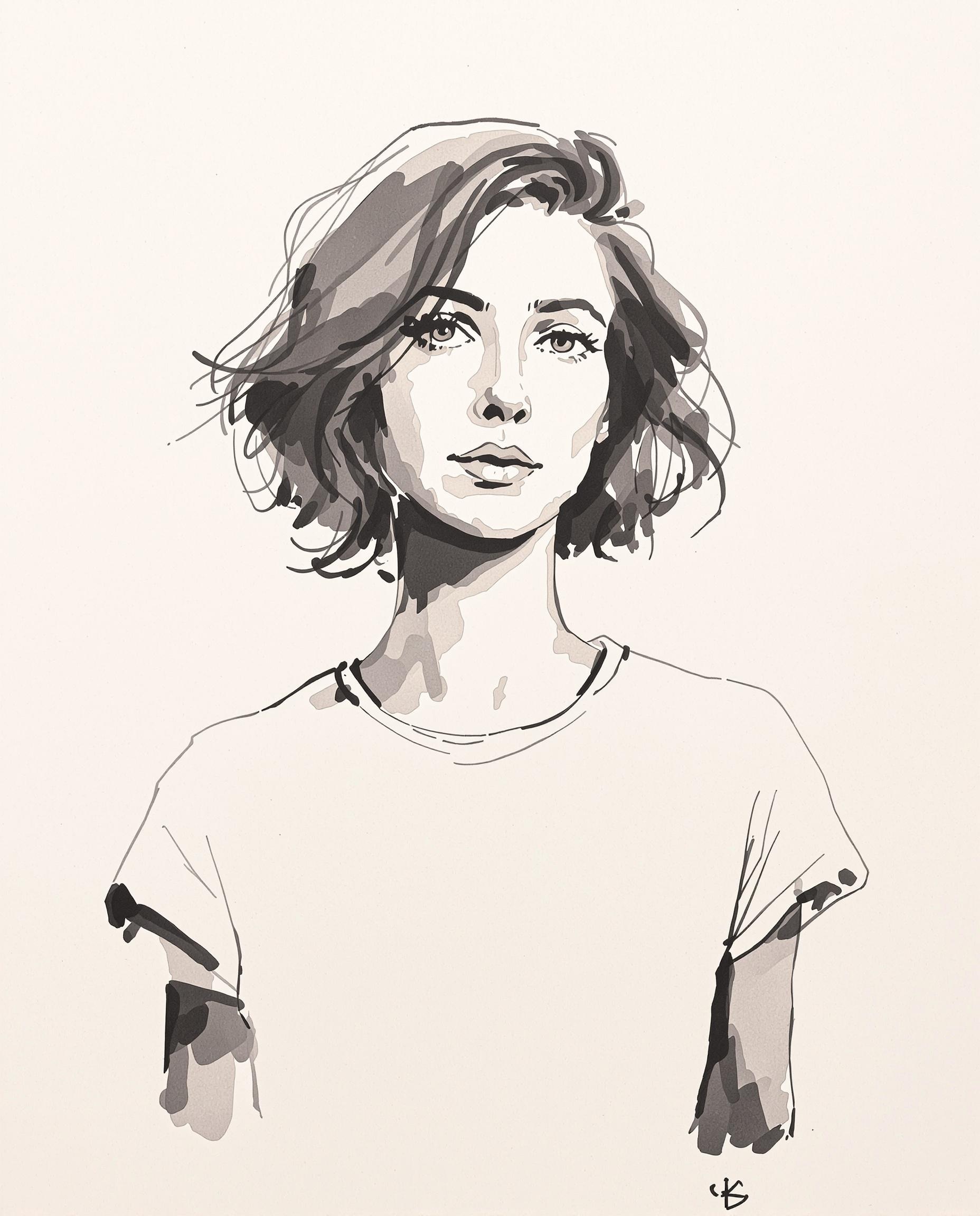 Monochromatic Portrait Sketch Illustration on Lummi