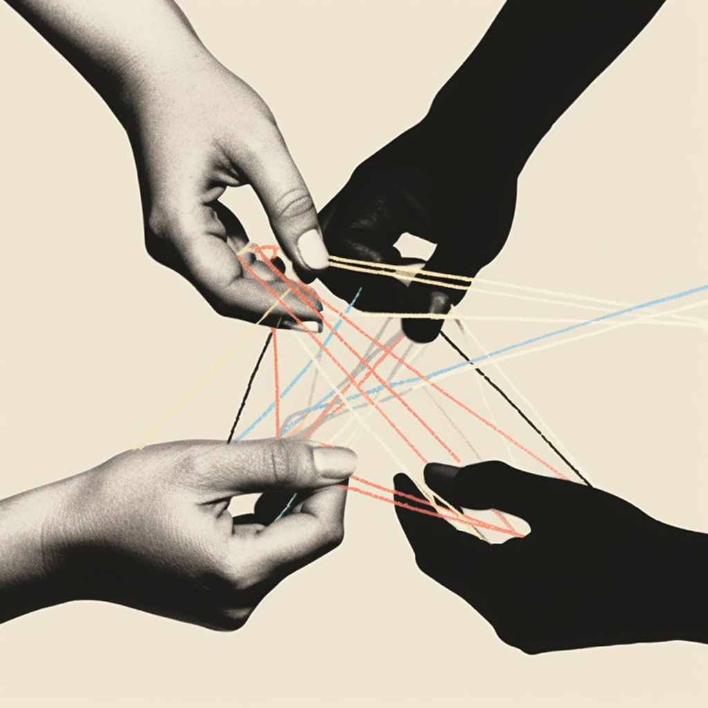 Hands and Strings Art Illustration on Lummi