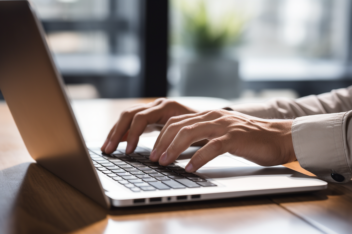 Proficient Typing on a Sleek Laptop Photo on Lummi