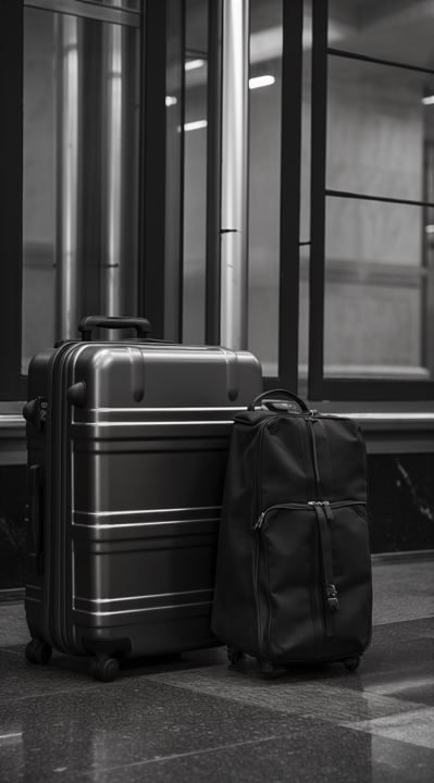 Transit Anticipation: Monochrome Luggage Photo on Lummi