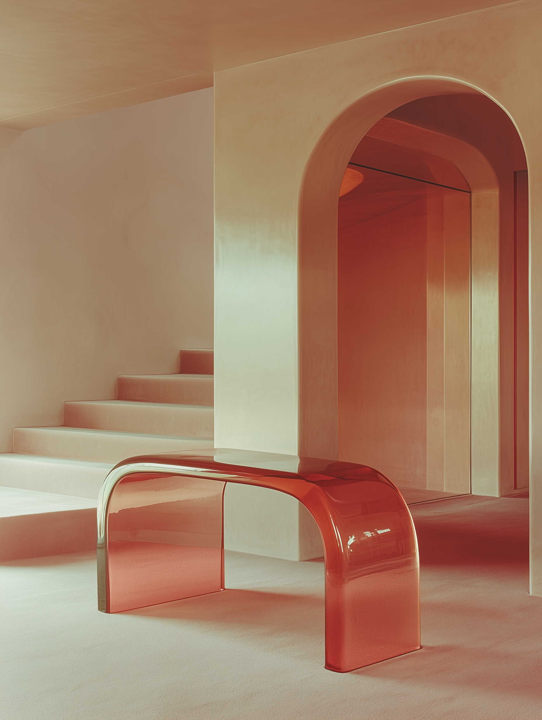 Modern Interior with Red Bench Photo on Lummi