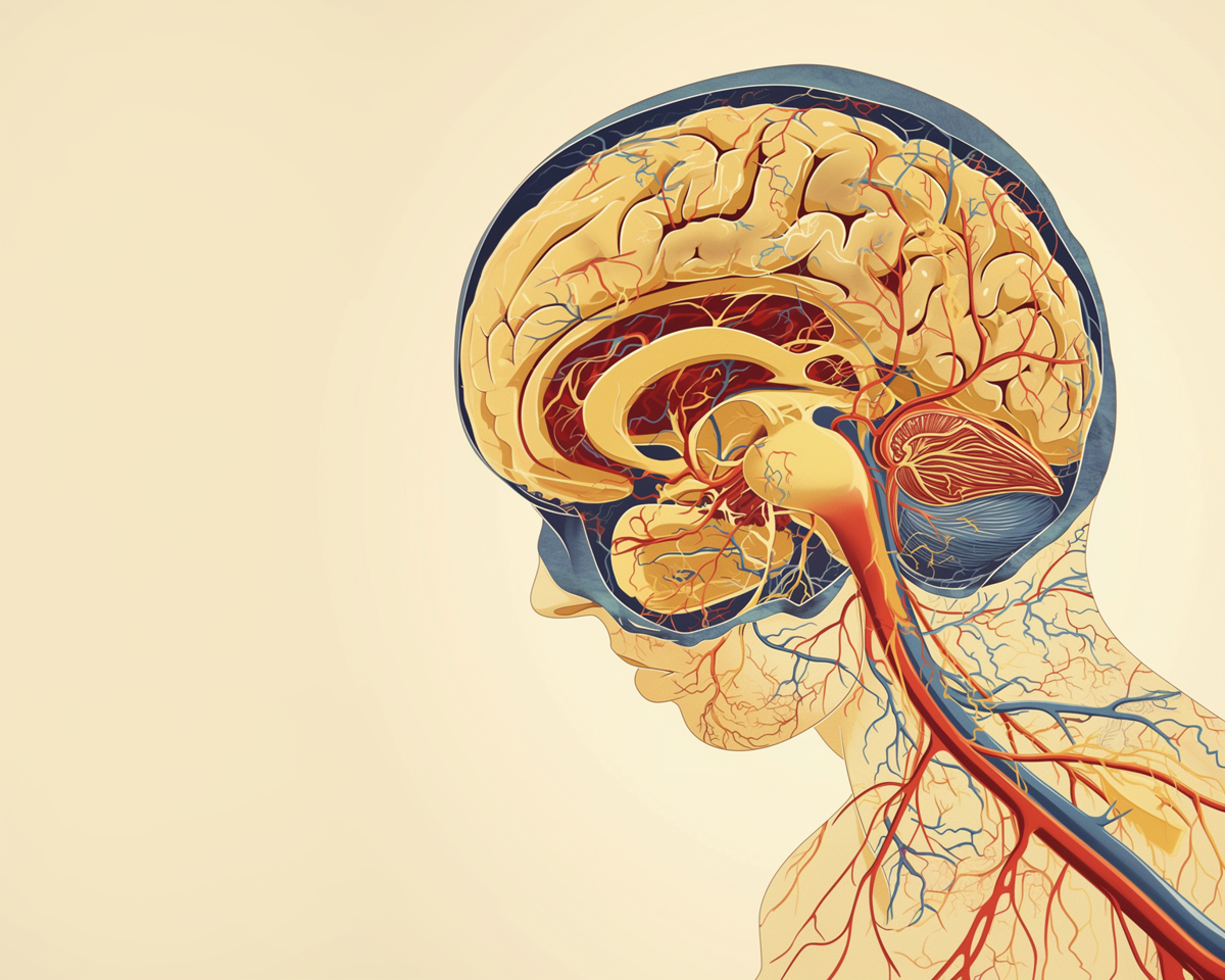 Anatomical Illustration of Human Head and Brain Illustration on Lummi