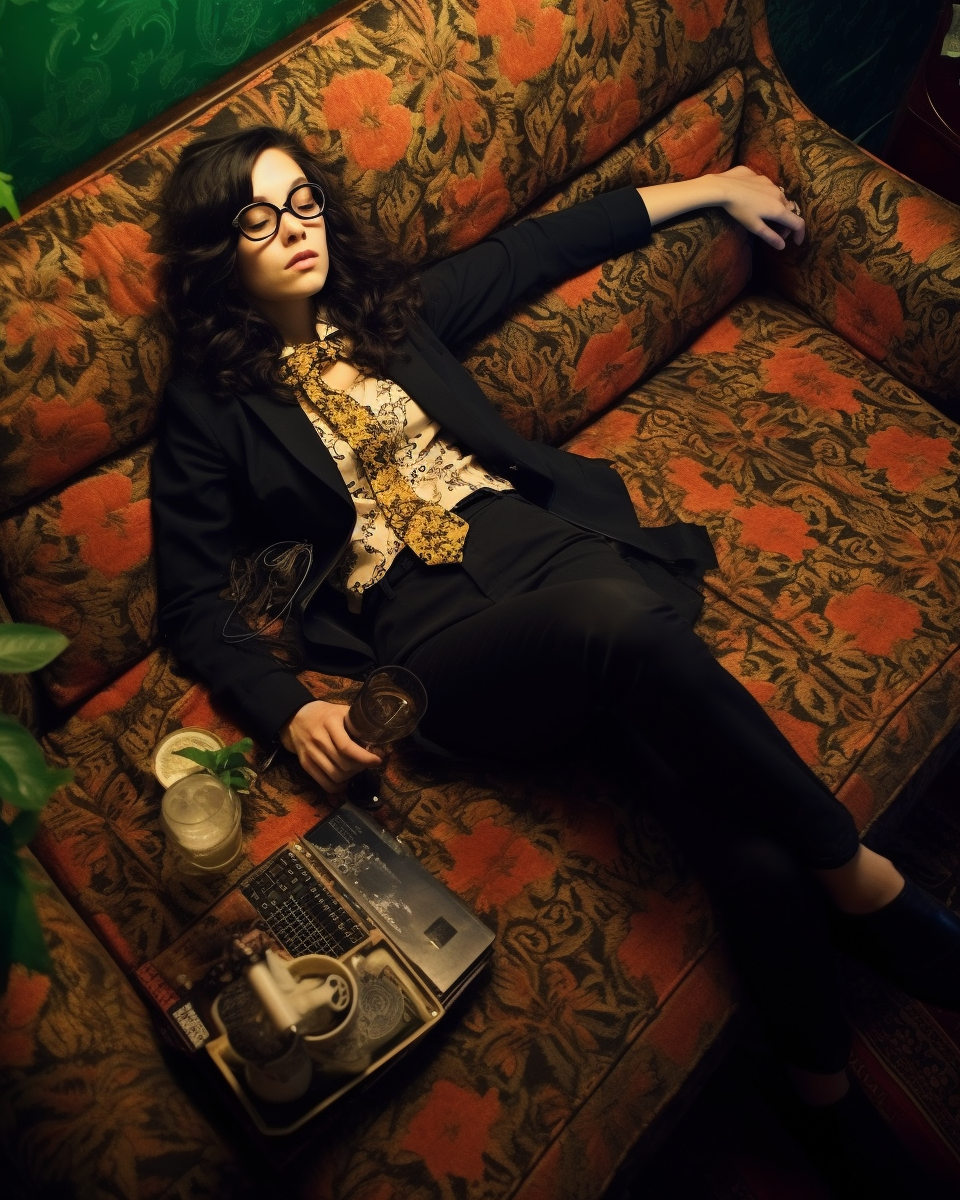 Contemplative Repose on Vintage Sofa Photo on Lummi