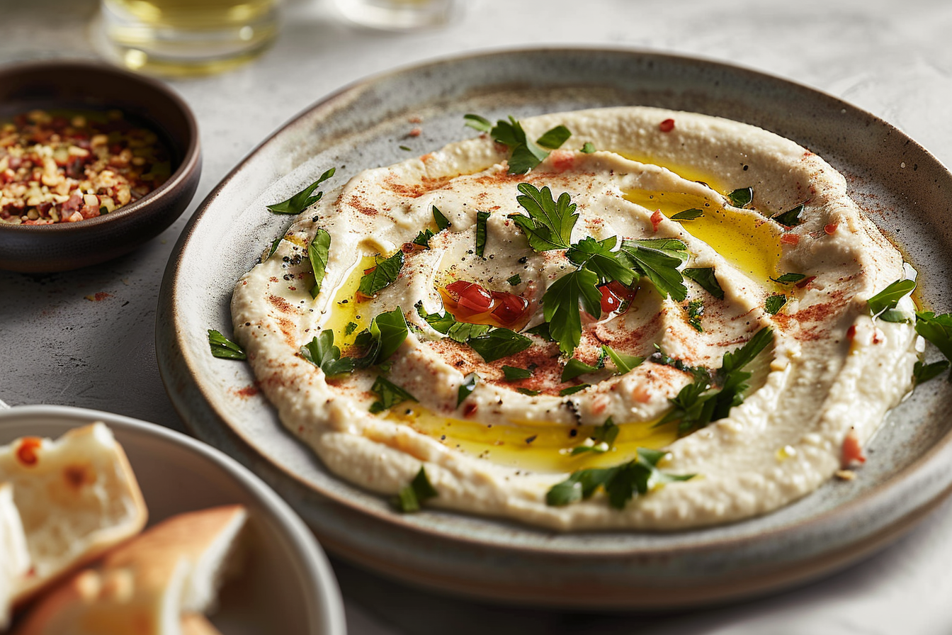 Elegant Hummus Dish Presentation Photo on Lummi