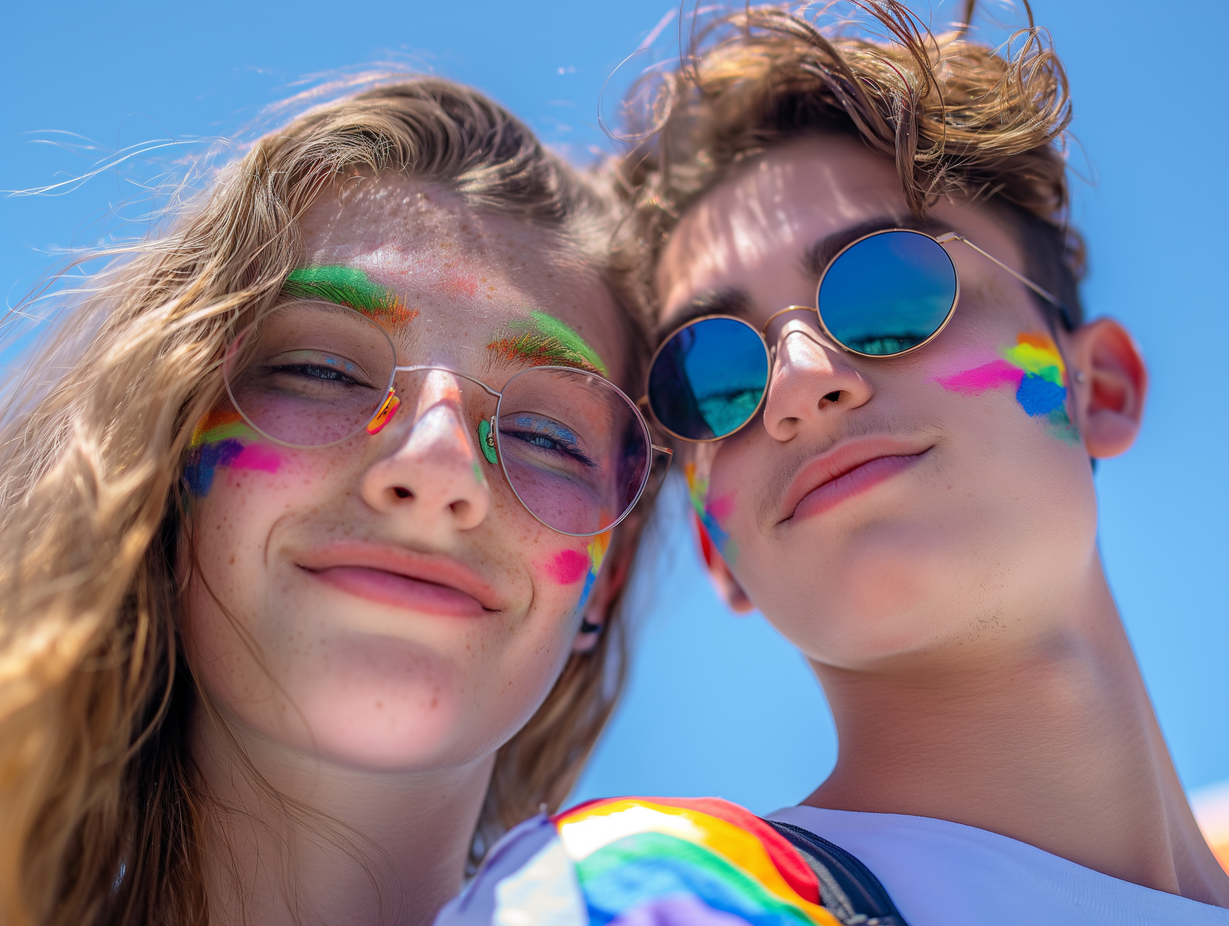 Joyful Teens with Vibrant Face Paint Photo on Lummi