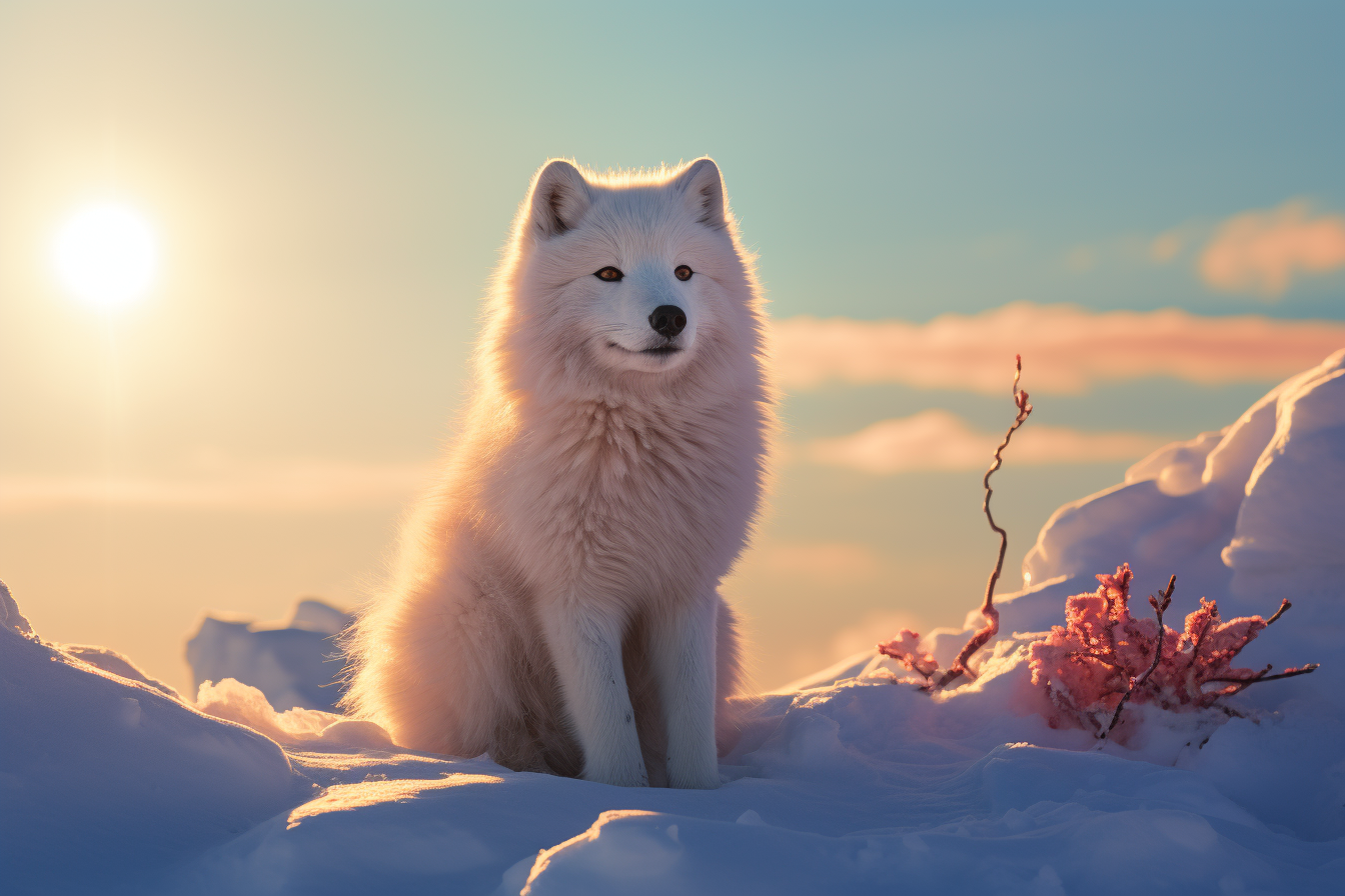 Ethereal Winter Fox in Golden Sunlight Photo on Lummi